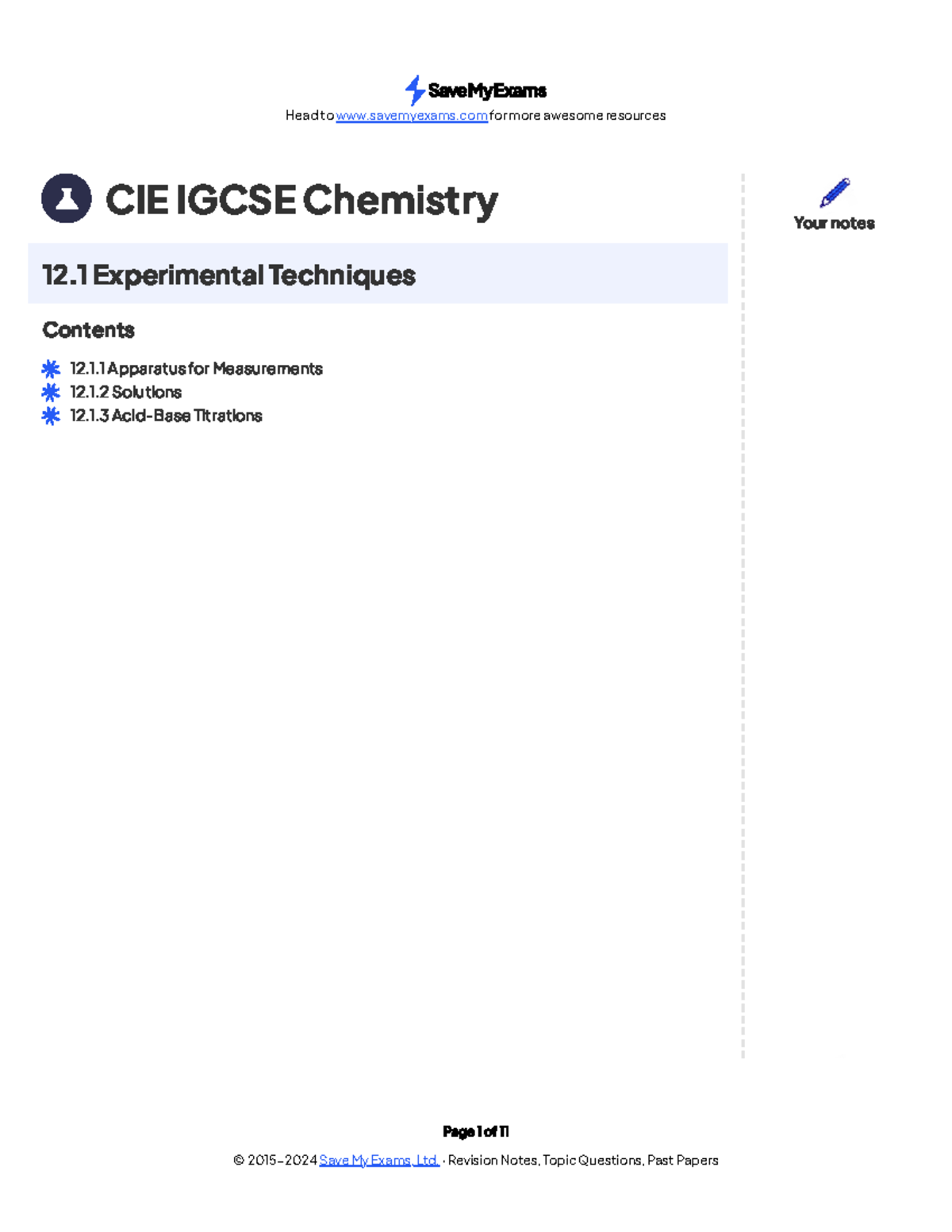 12, experimental techniques - Page 1 of 11 CIE IGCSE Chemistry 12 ...