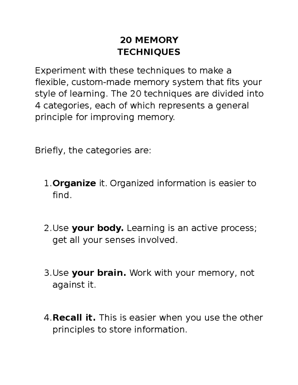 Memory-techniques - great , practice suggestions to become a good ...