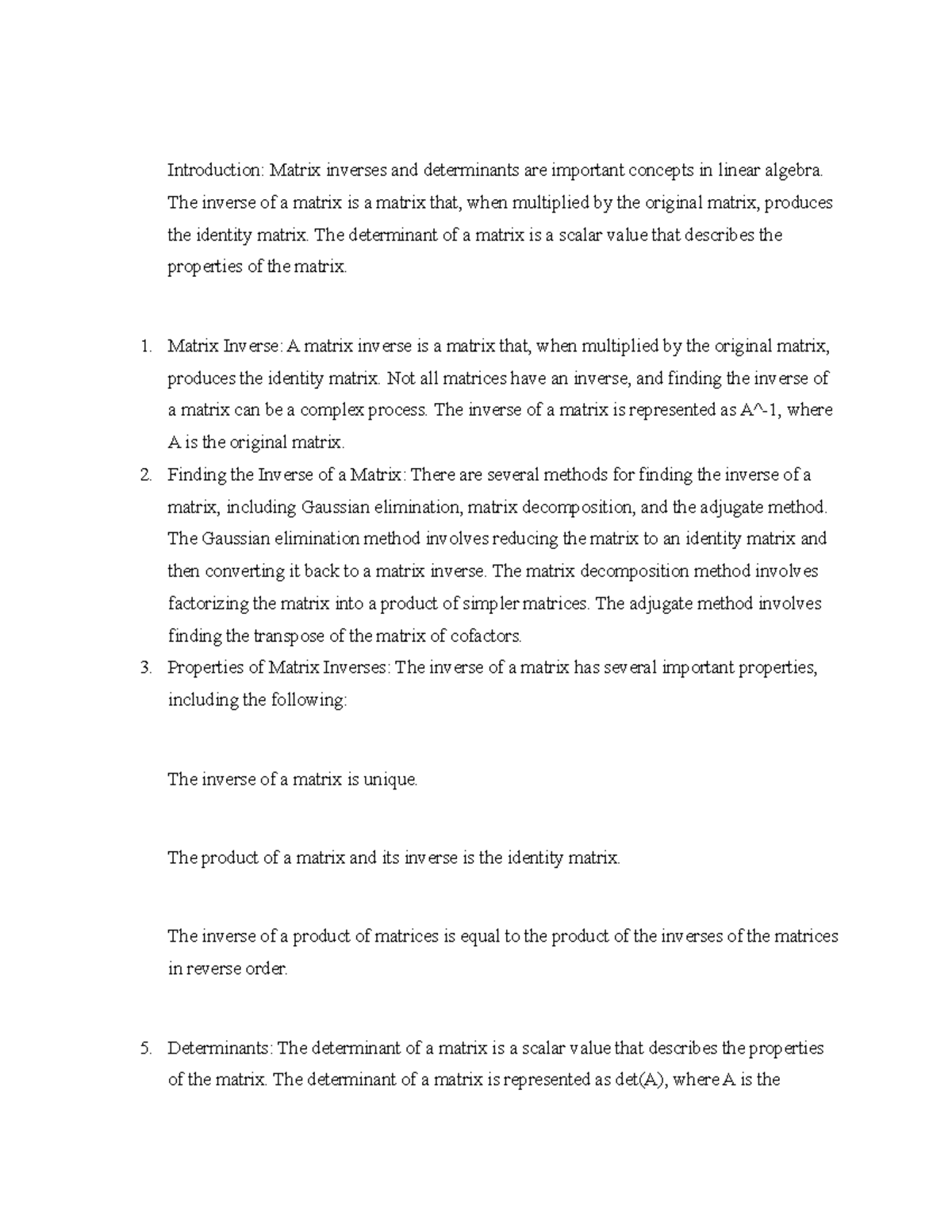 Matrix inverses and determinants - The inverse of a matrix is a matrix ...