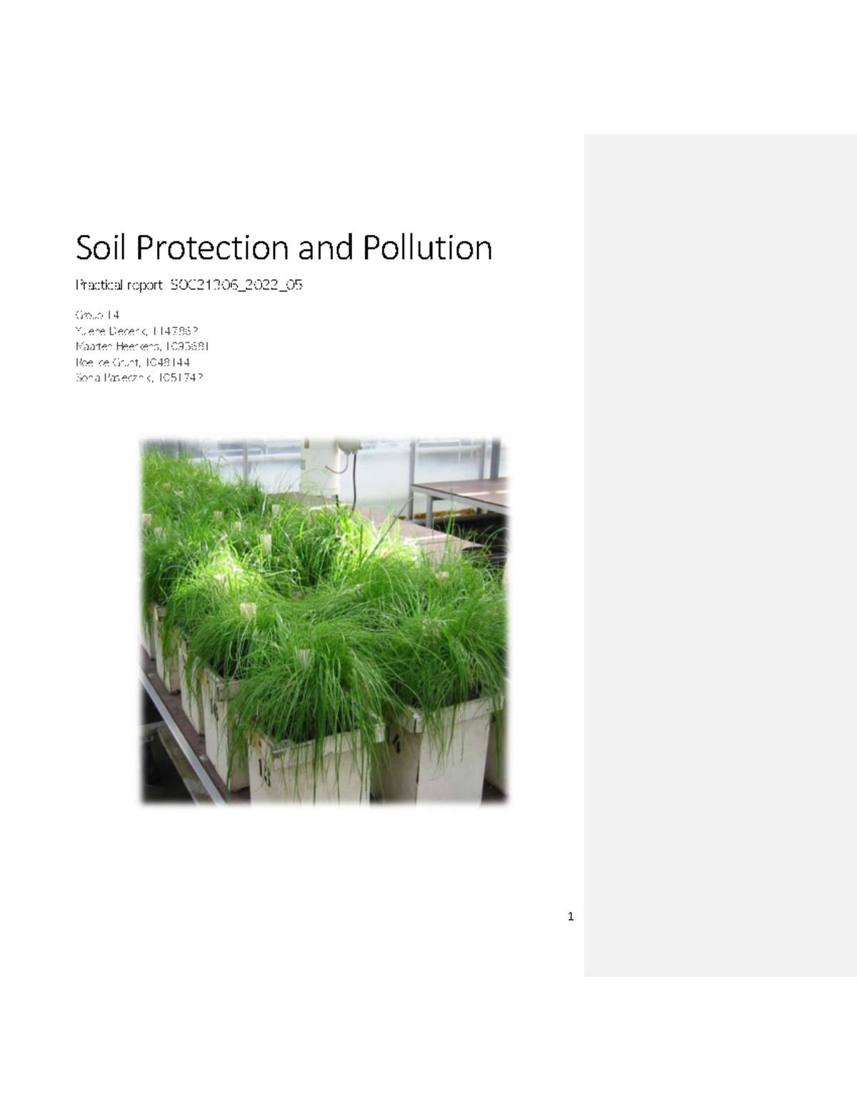 Soil practical report 14 - Soil Protection and Pollution Practical ...