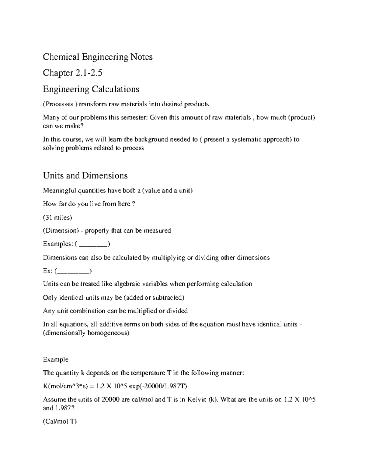 Chemical Engineering Notes Lecture 1 - Chemical Engineering Notes ...