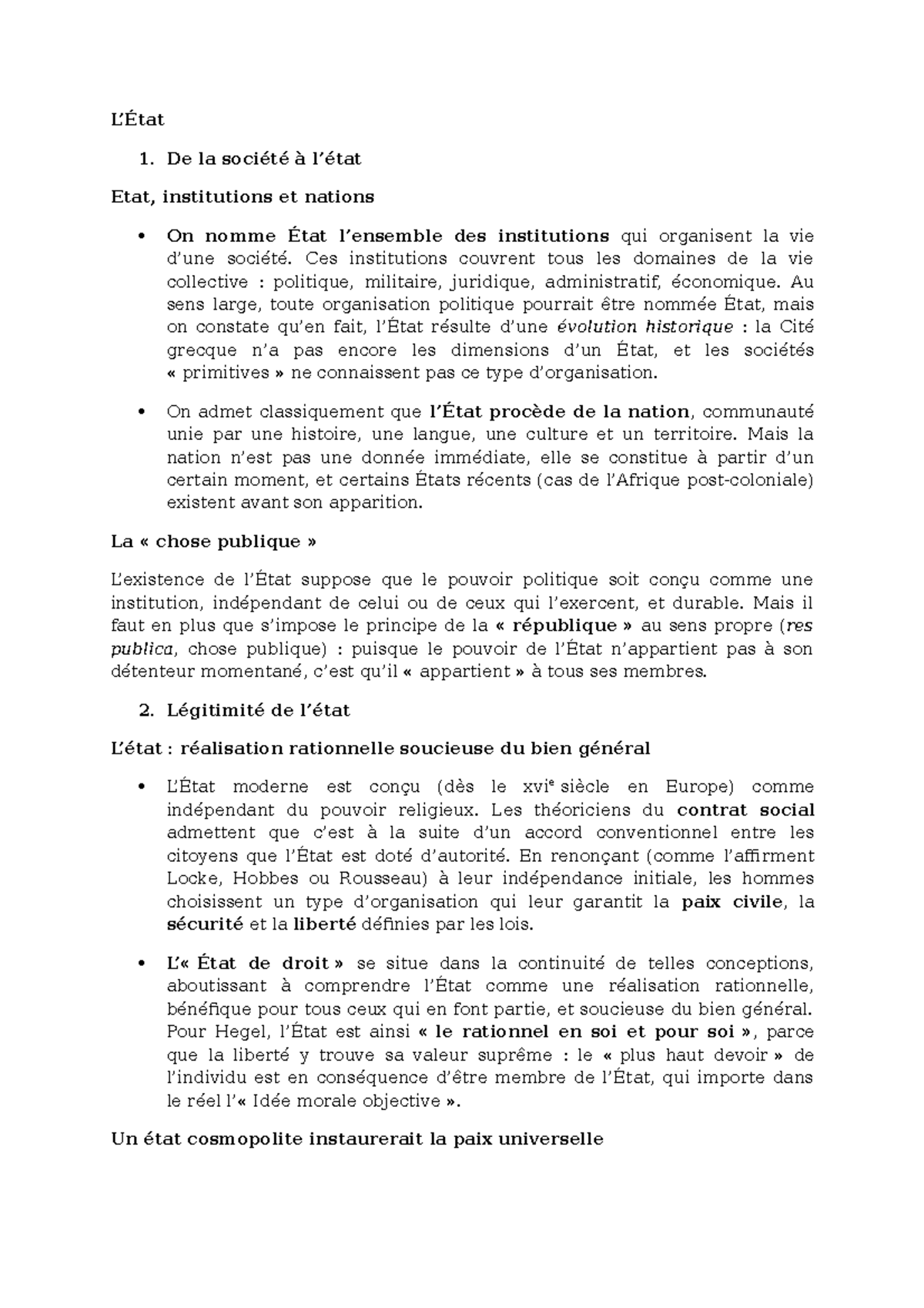 La politique - L’État De la société à l’état Etat, institutions et ...