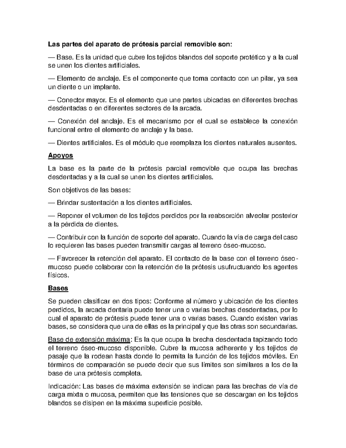 PPR componentes - Las partes del aparato de prótesis parcial removible ...