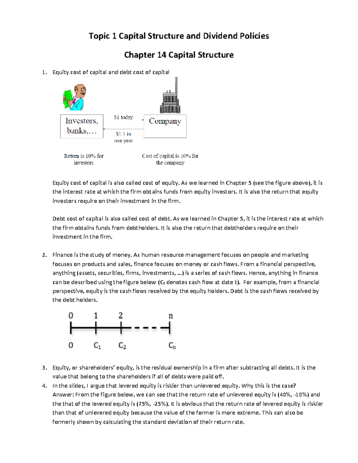 1-Ch14 Note - capital structure - Topic 1 Capital Structure and ...