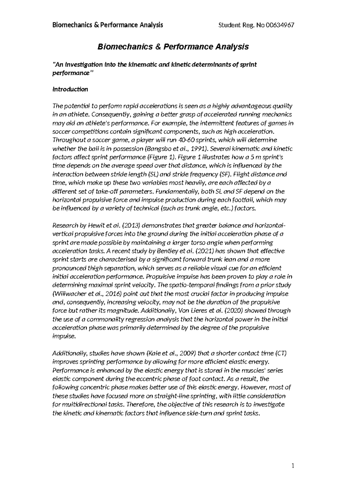 Lab Report Proforma - case study - Biomechanics & Performance Analysis ...