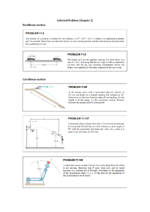 Ch3 - homework - Dynamics - Selected Problem (Chapter 3 ) Kinetics: (a ...