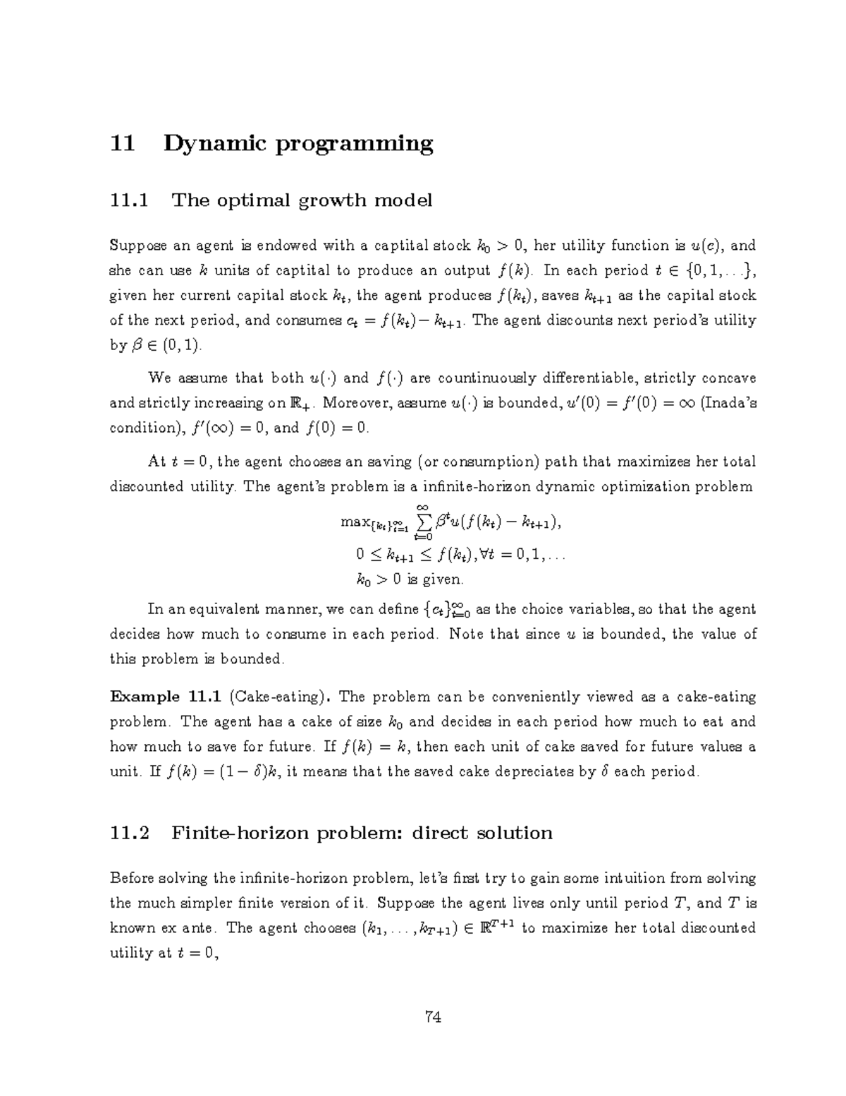 Dynamic Programming Notes - 11 Dynamic programming 11 The optimal ...