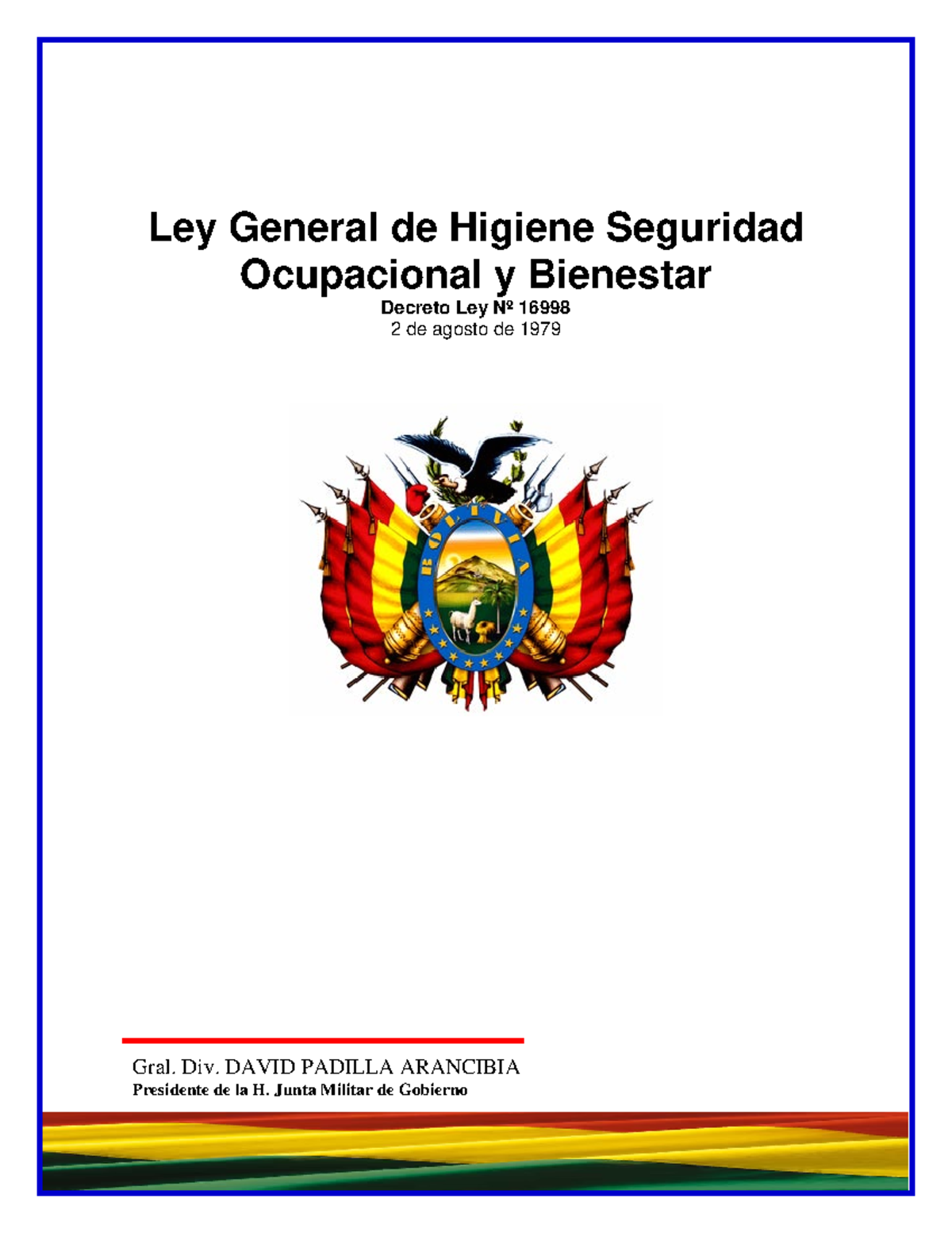 4 Ley General de Hig Seg Ocupacional y Bienestar - Ley General de Higiene Seguridad Ocupacional ...