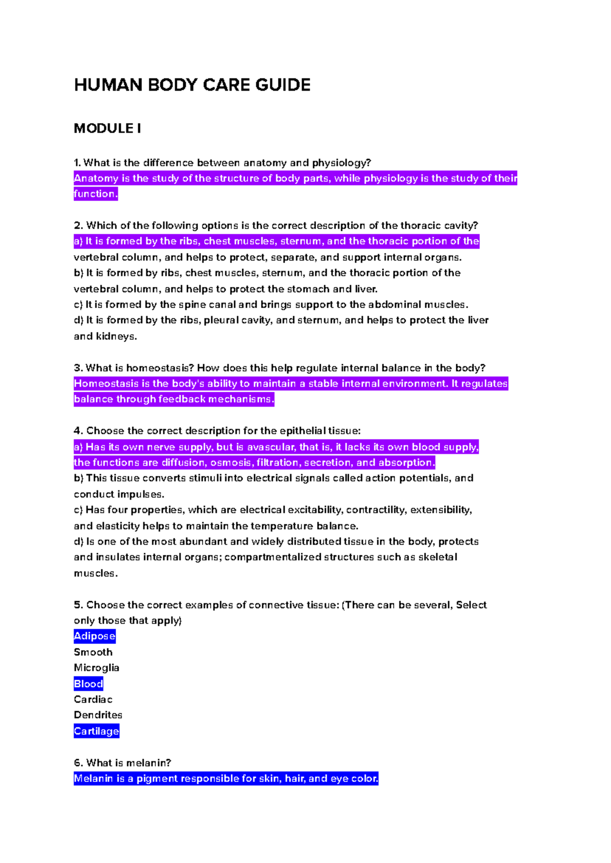 Human BODY CARE Guide - HUMAN BODY CARE GUIDE MODULE I What is the ...