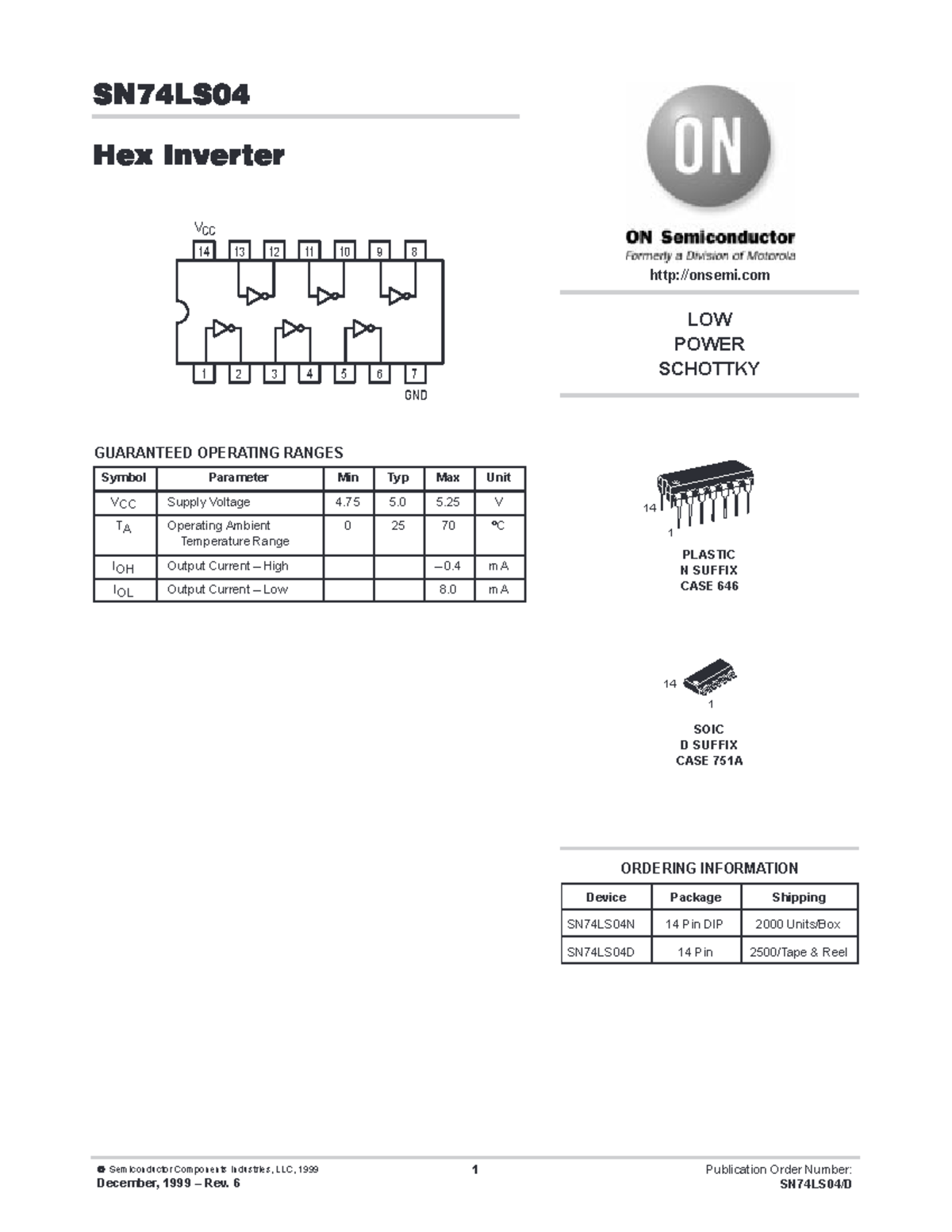 Datasheet 04 - Semiconductor Components Industries, LLC, 1999 December ...