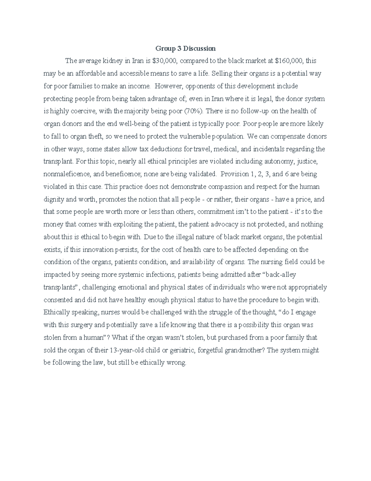 NUR 213 Group Discussion - Group 3 Discussion The average kidney in ...