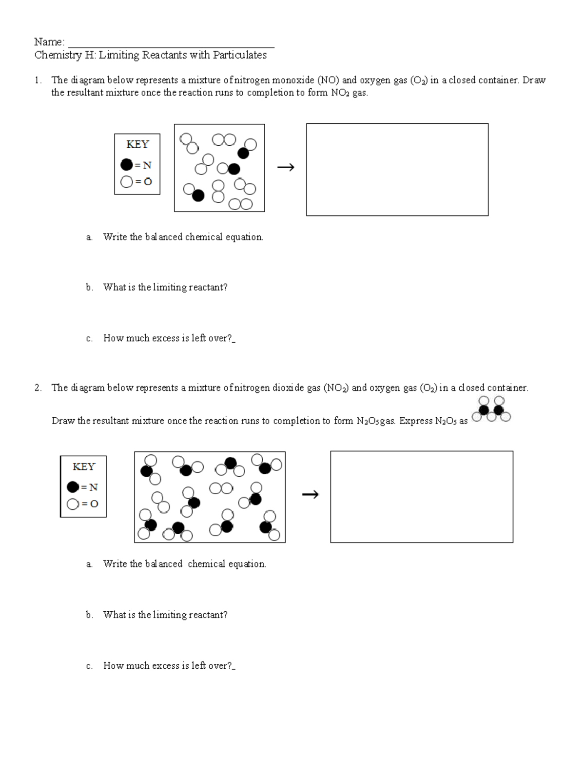 Limiting Reactants with Particulates - Draw the resultant mixture once ...