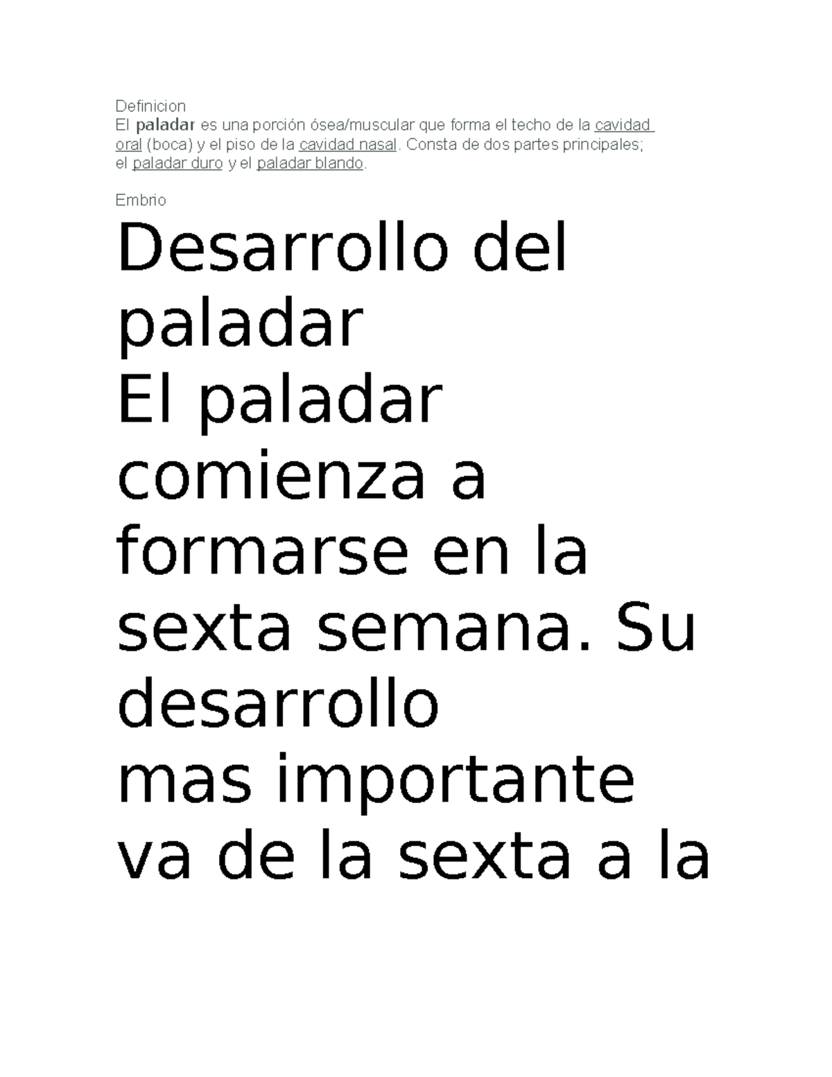 Paladar - guia - Definicion El paladar es una porción ósea/muscular que ...