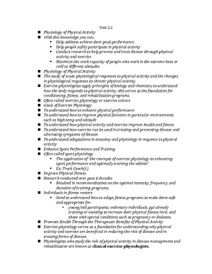 Exercise Science 1 - Lecture notes 1 - Exercise Science Chapter One ...