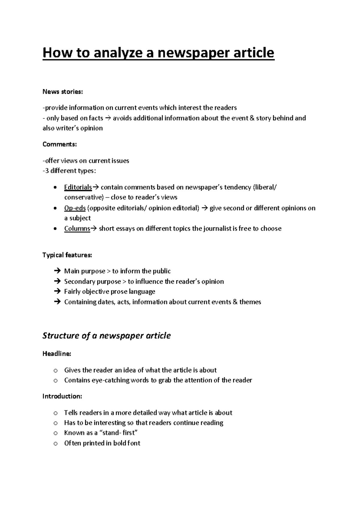 How to analyse a newspaper article franca - How to analyze a newspaper ...