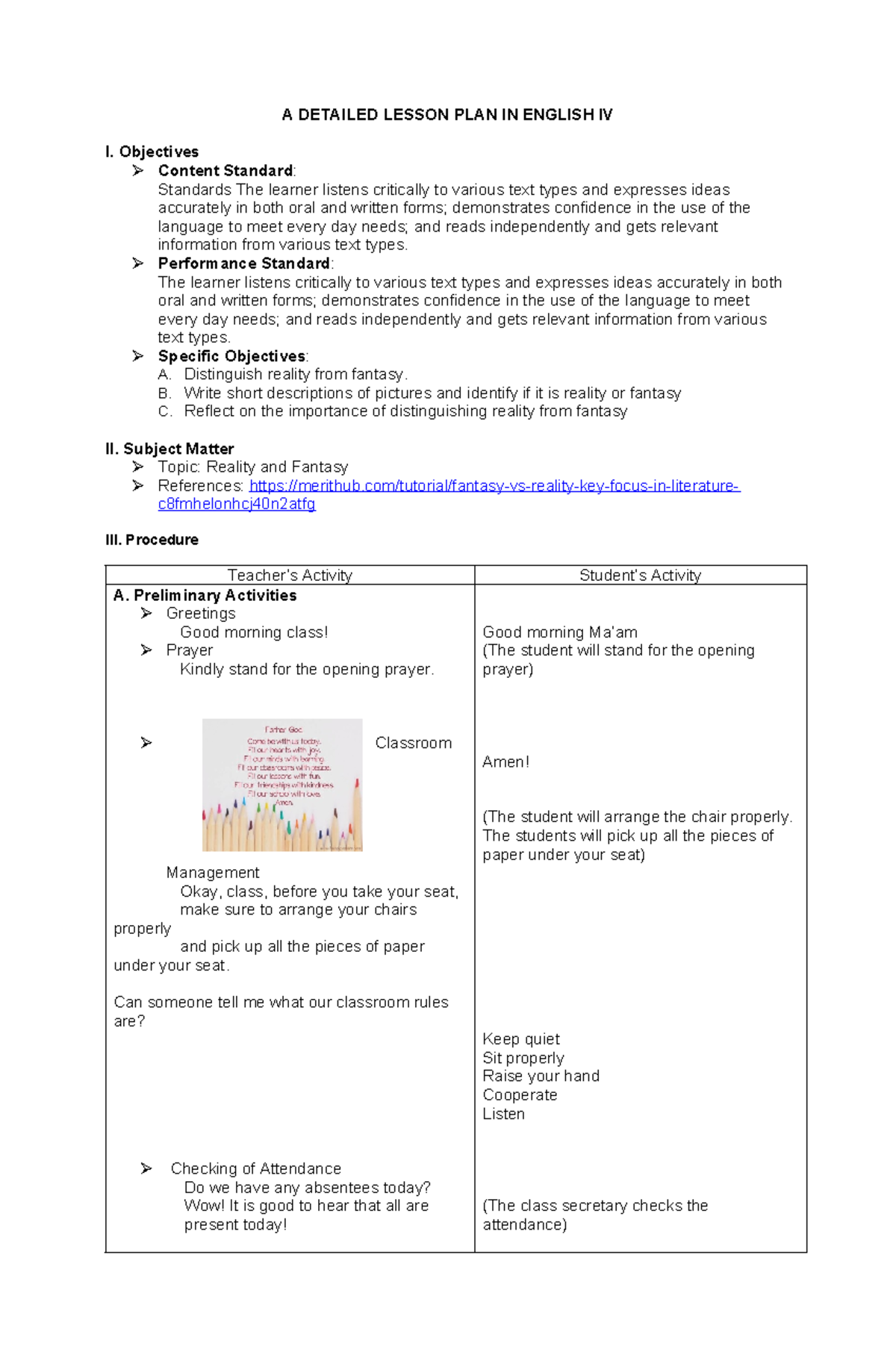 A Detailed Lesson PLAN IN English 7 - A DETAILED LESSON PLAN IN ENGLISH ...