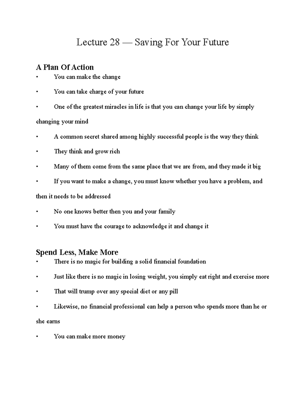 Lecture 28 - Lecture 28 — Saving For Your Future A Plan Of Action You ...