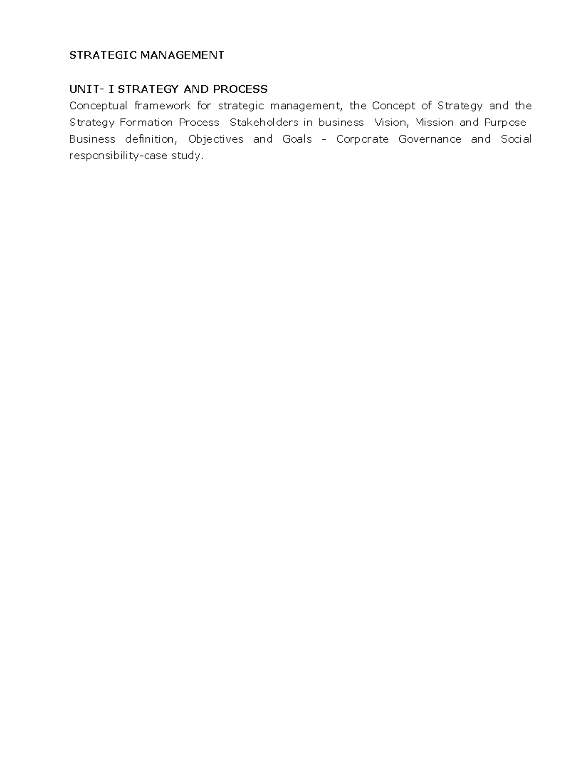 92728063-Strategic-Management-Full-Notes - STRATEGIC MANAGEMENT UNIT- I ...