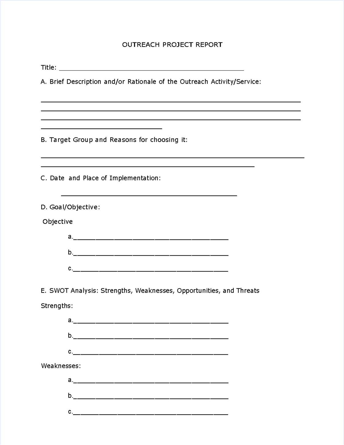 Outreach project proposal - OUTREACH PROJECT REPORT Title: - Studocu