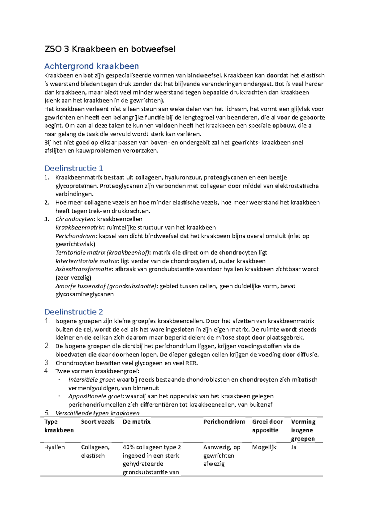 ZSO 3 Kraakbeen en botweefsel - ZSO 3 Kraakbeen en botweefsel ...