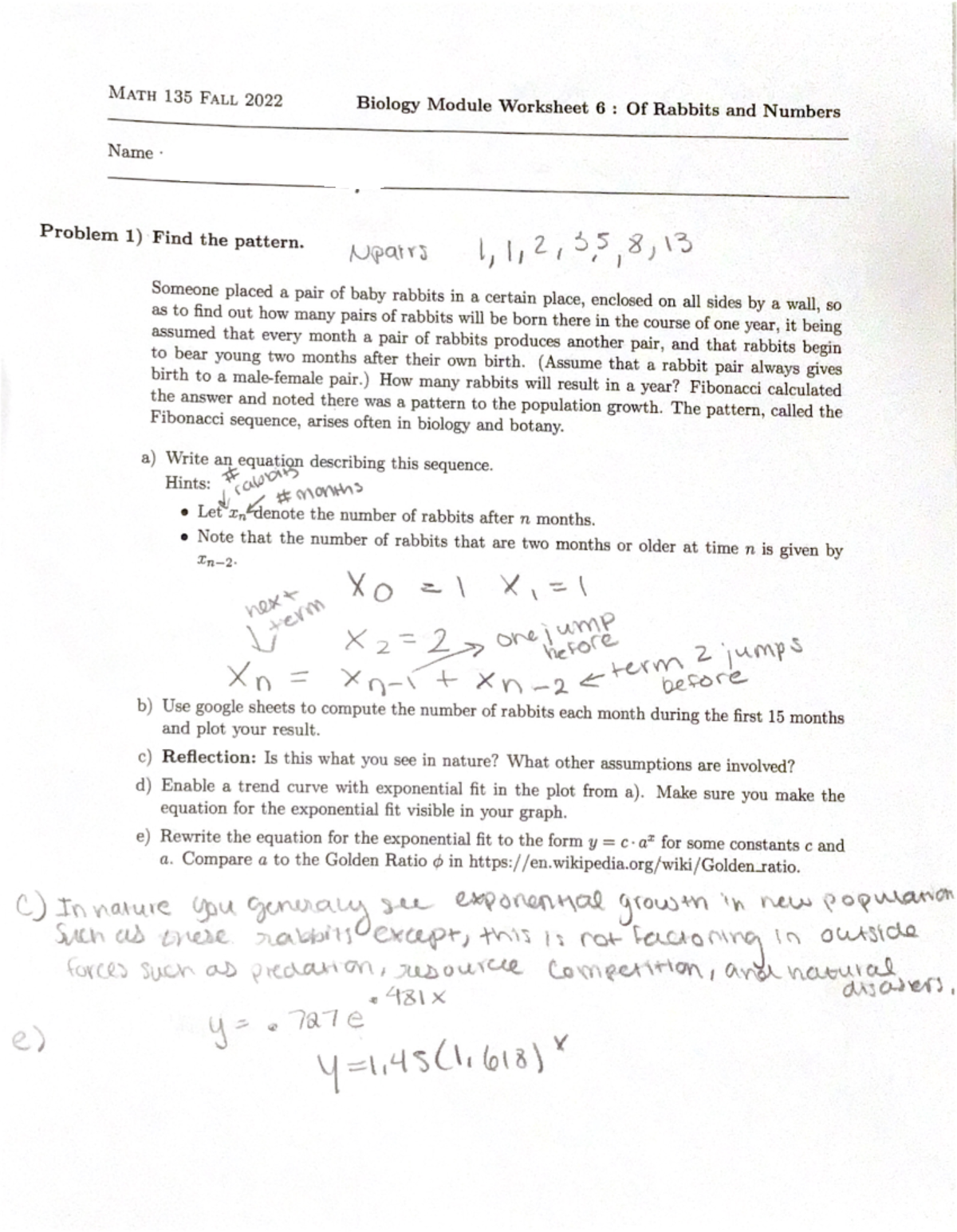 Bio homework WS 6 - MATH135 - Studocu