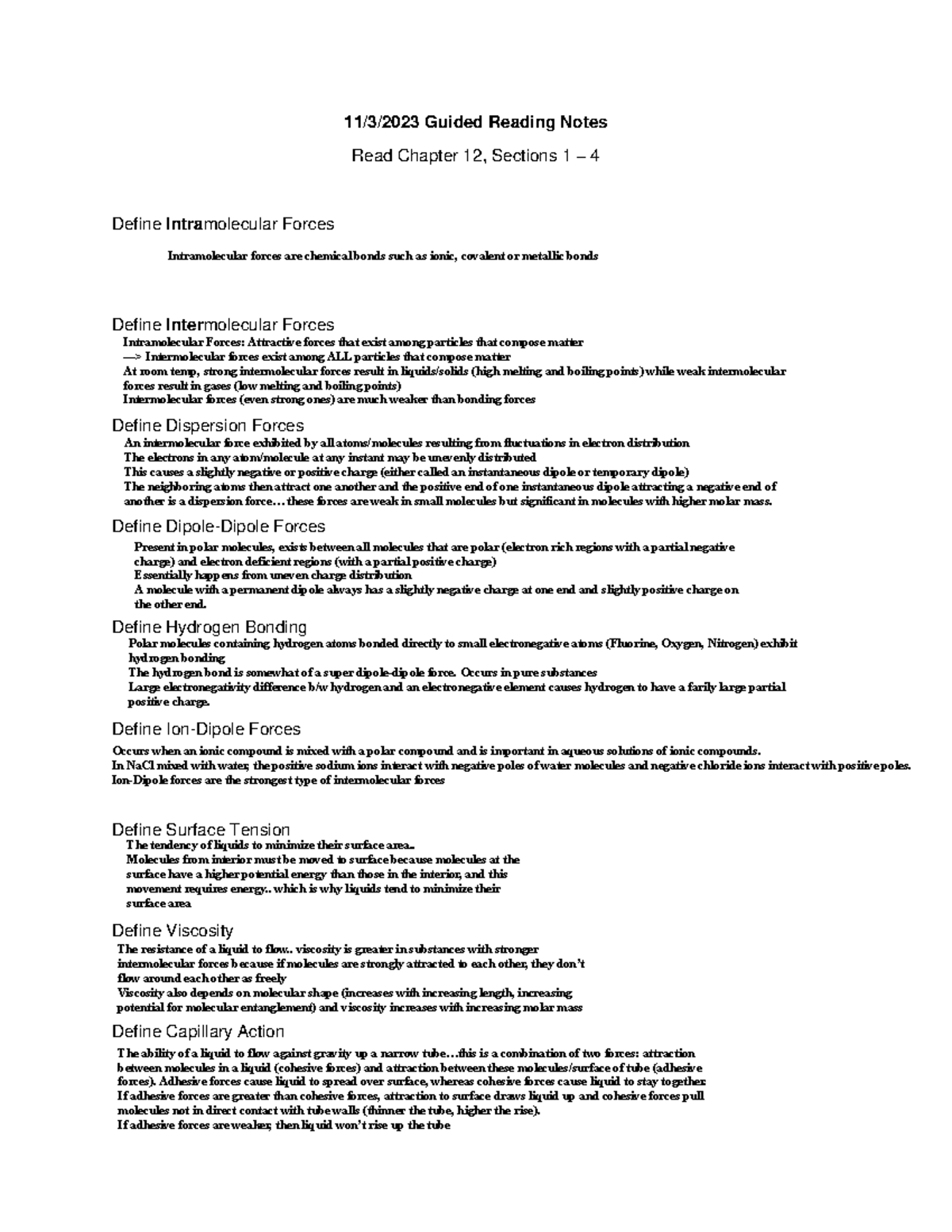 1103 Guided Reading Notes - CHEM105aLg - 11 / 3 /2023 Guided Reading ...