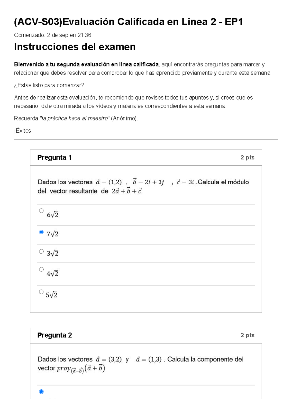 Examen (ACV-S03)Evaluación Calificada en Linea 2 - EP1-2 - (ACV-S03)Evaluación Calificada en ...