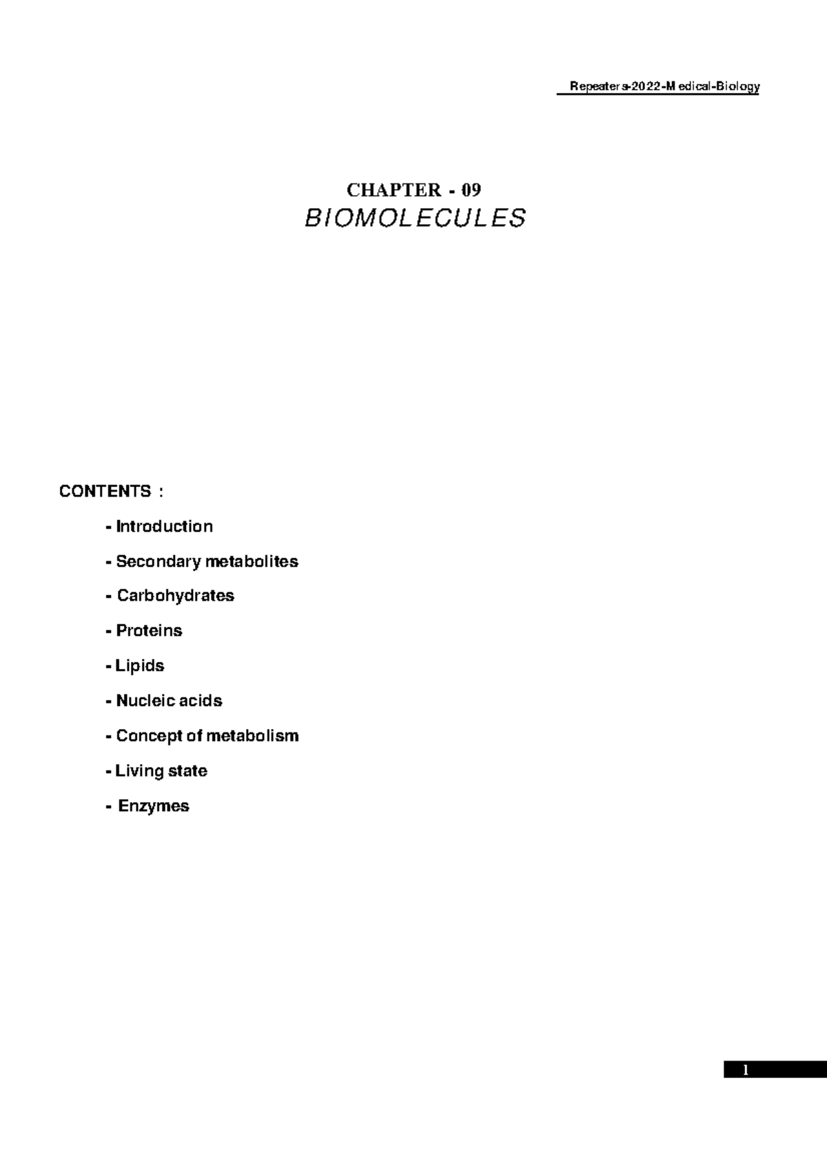 Biomolecules bio - capsule note - R epeat er s- 20 22 -M edical-Biology ...