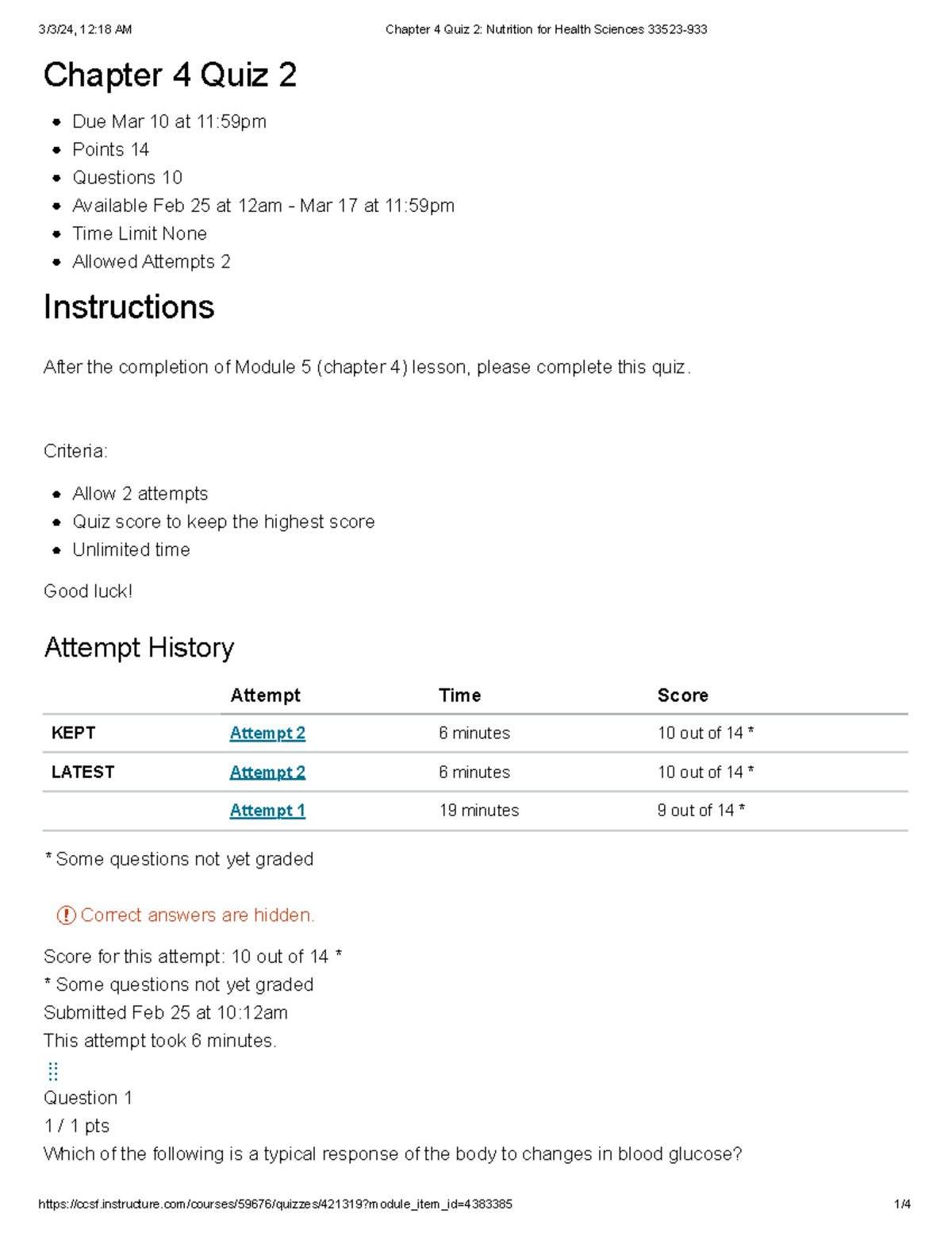 Chapter 4 Quiz 2 Nutrition for Health Sciences 33523-933 - Chapter 4 ...