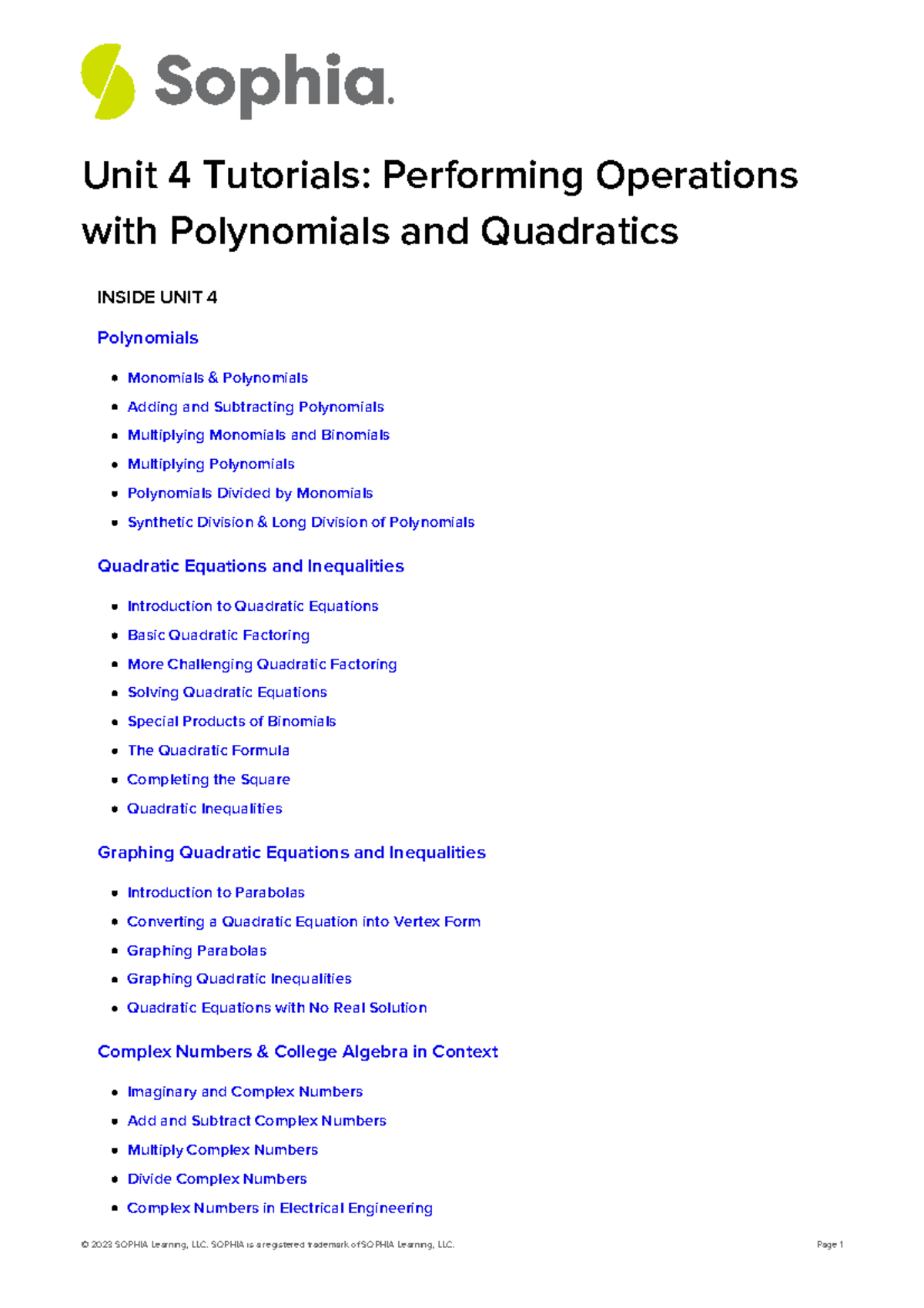 College Algebra unit-4-tutorials PDF1 - Unit 4 Tutorials: Performing Operations with Polynomials ...
