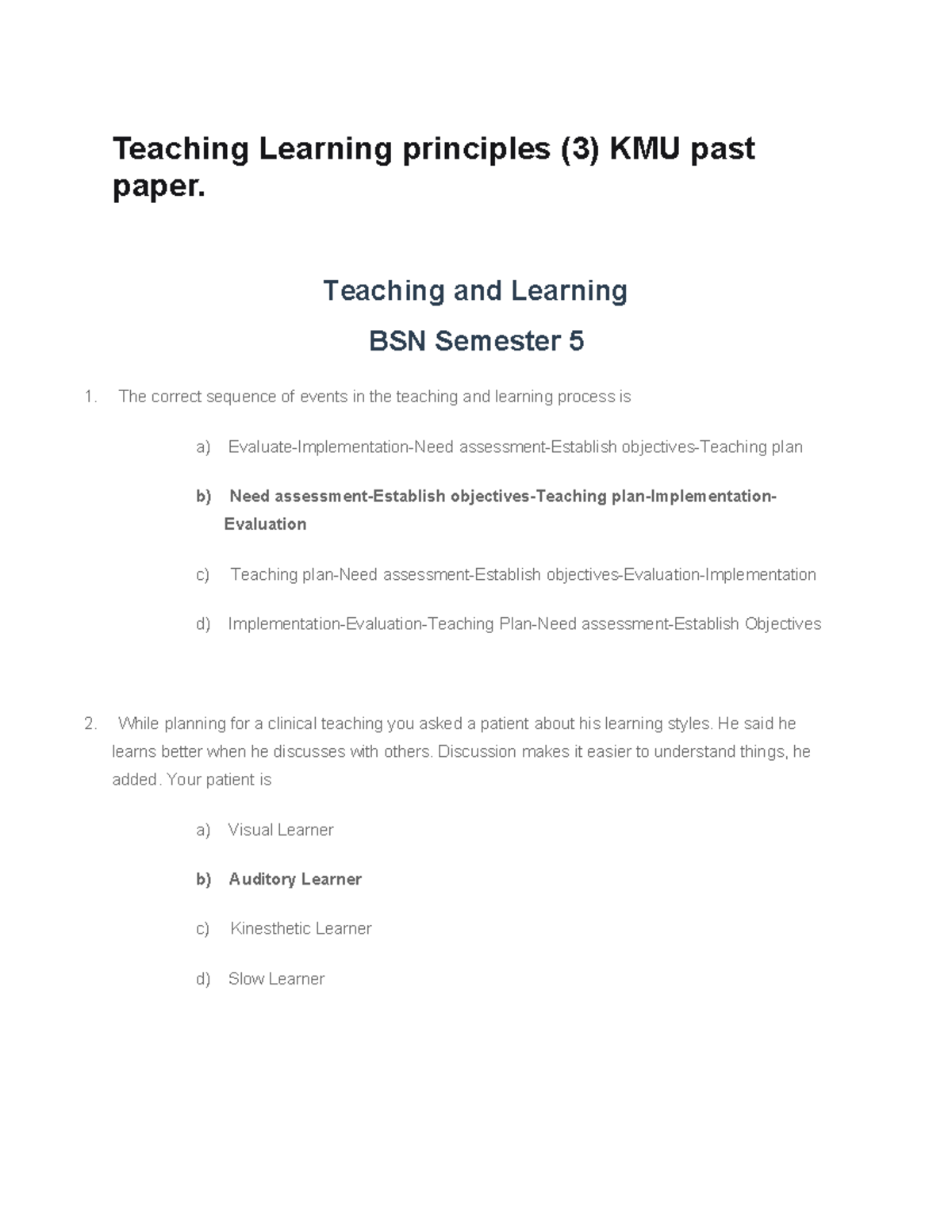 Teaching Learning principles paper - Teaching Learning principles (3 ...
