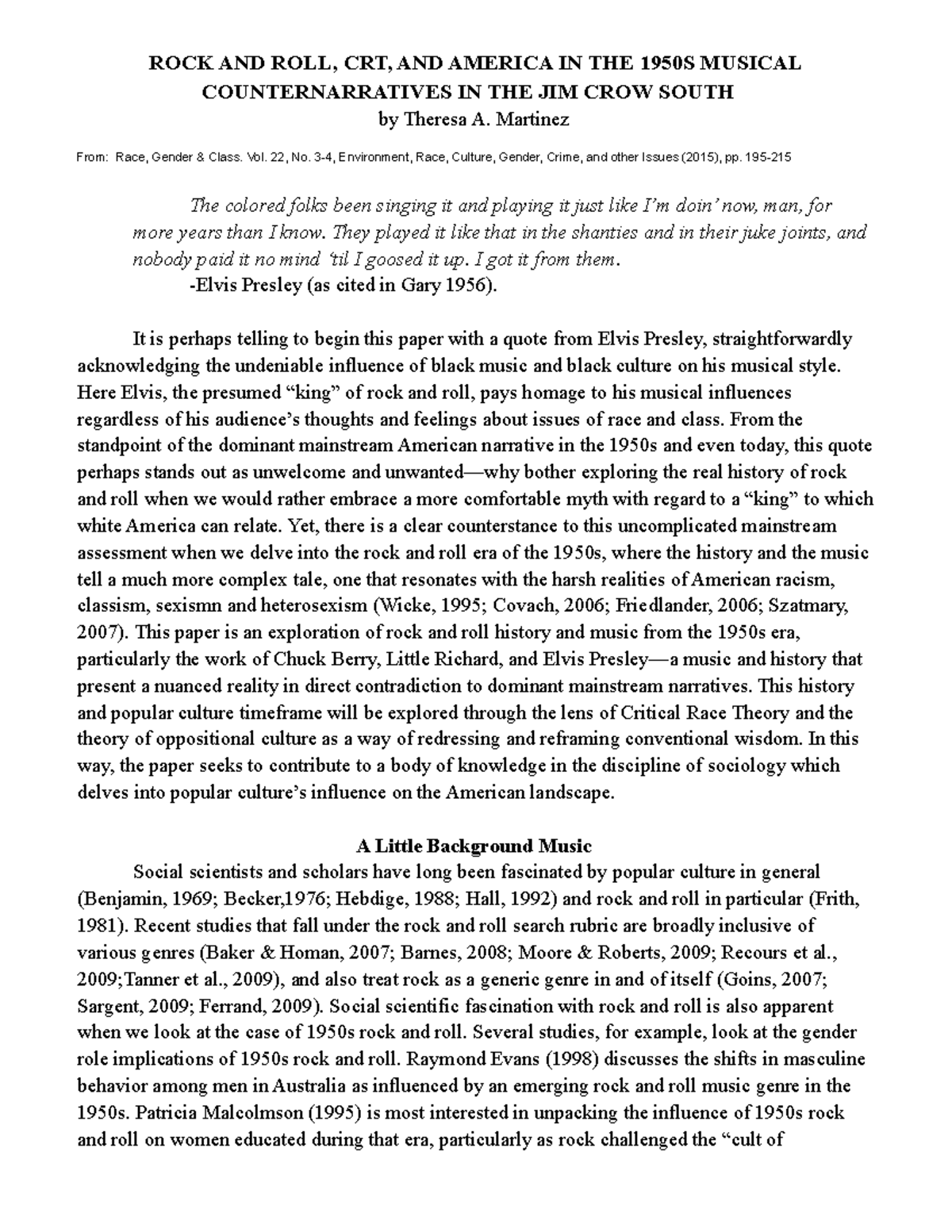 ROCK AND ROLL, CRT, AND America - ROCK AND ROLL, CRT, AND AMERICA IN ...