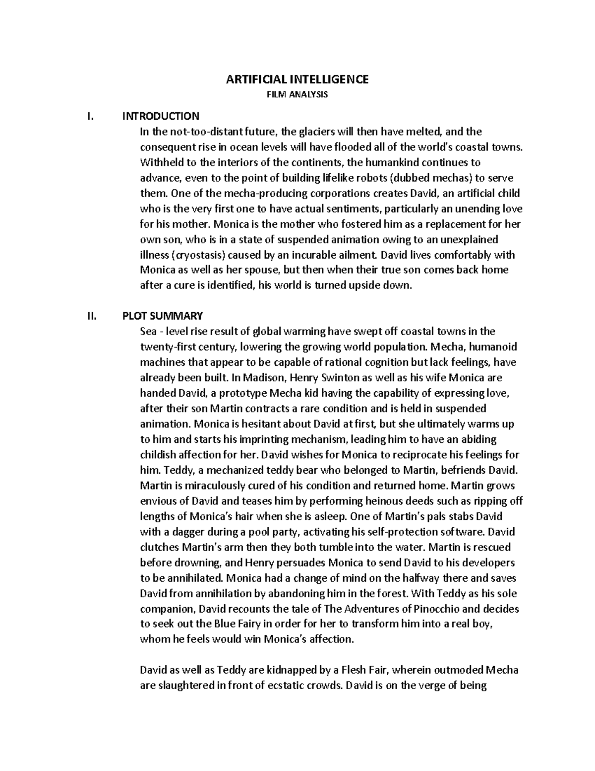 FA1-FILM Analysis - esen - ARTIFICIAL INTELLIGENCE FILM ANALYSIS I ...