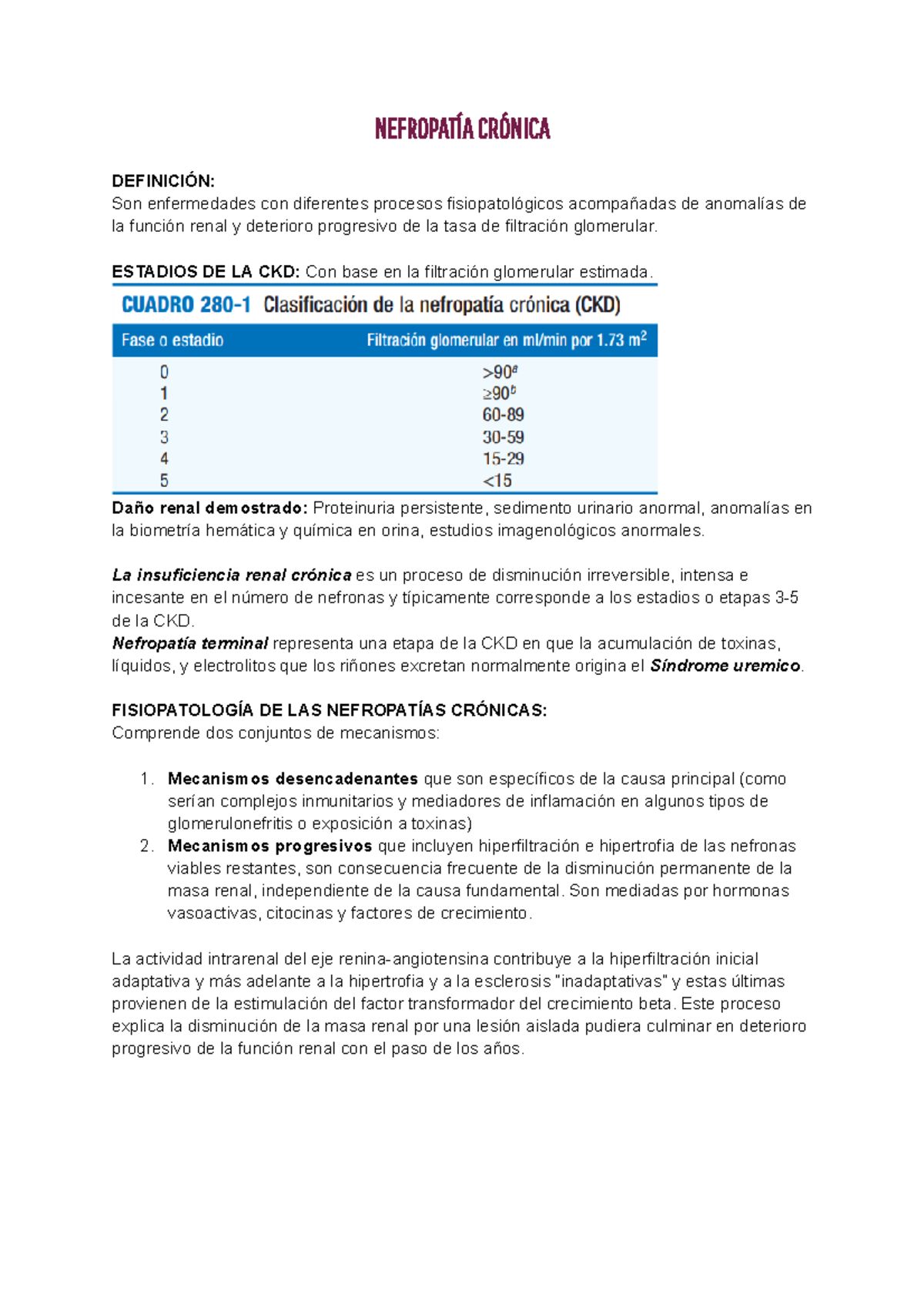 Nefropatía Crónica - IRC - NEFROPATÍA CRÓNICA DEFINICIÓN: Son ...