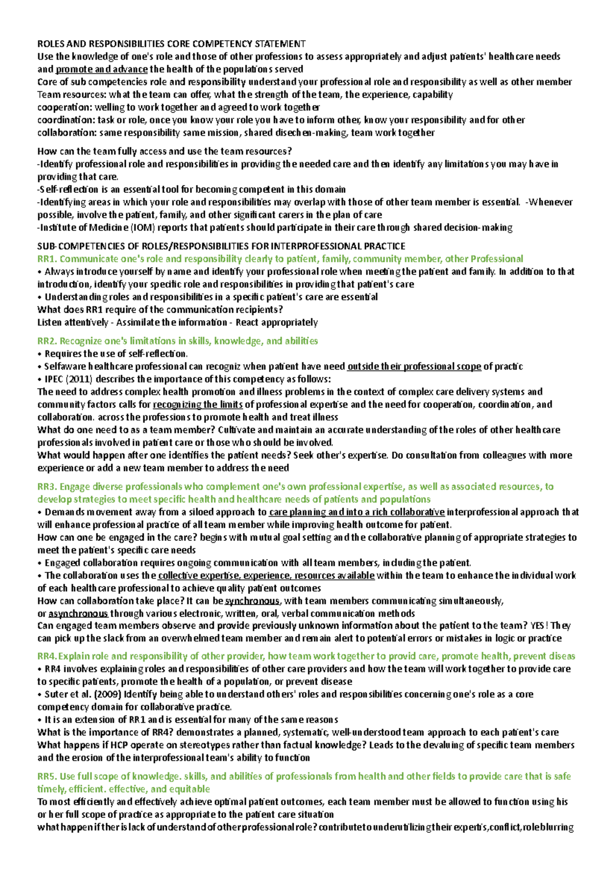 Roles AND Responsibilities - ROLES AND RESPONSIBILITIES CORE COMPETENCY ...