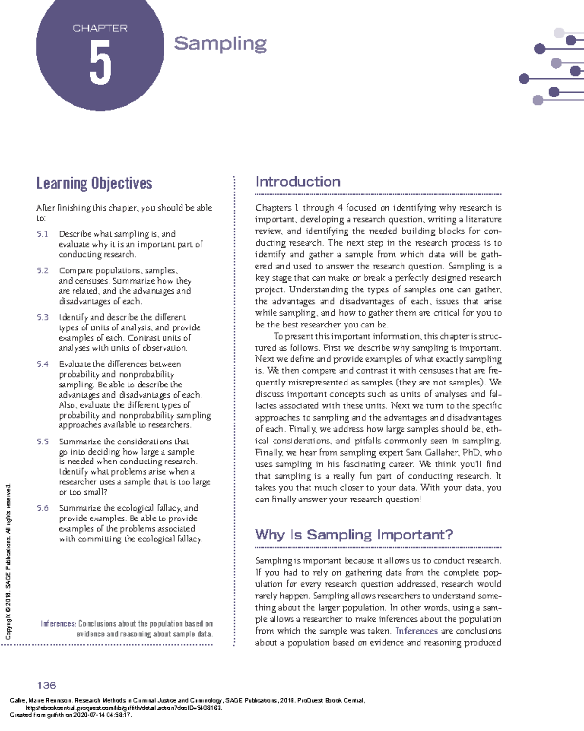 Chapter 5 - Description - 136 CHAPTER 5 Sampling Introduction Chapters ...