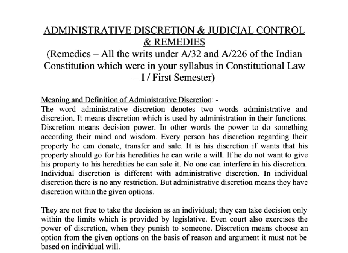 Administrative Discretion and RTI - ADMINISTRATIVE DISCRETION &JUDICIAL ...