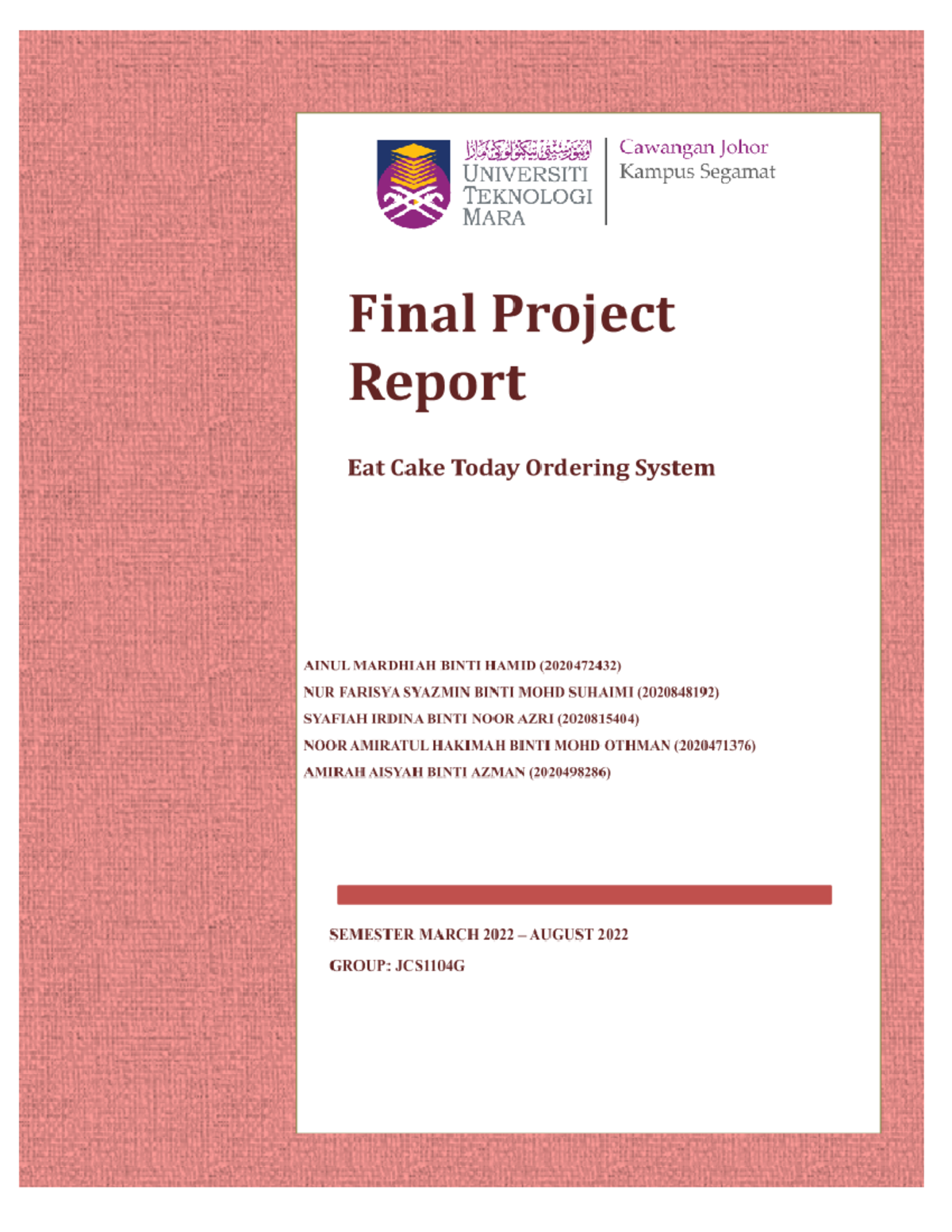 ISP250 Final Project Report 2022 - Table of Contents Introduction ...