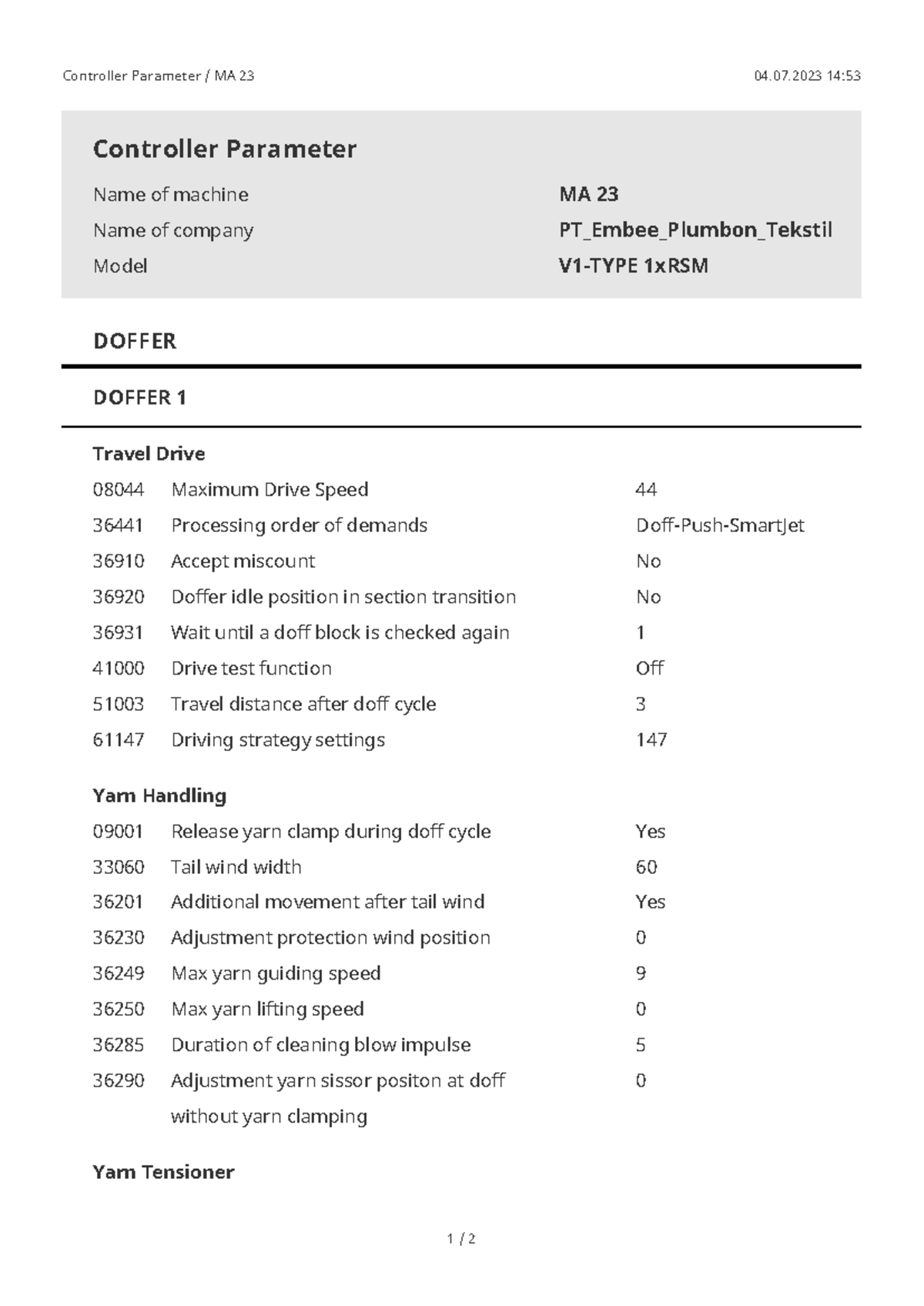 Autodoffer - Summary Android Development - Controller Parameter / MA 23 ...
