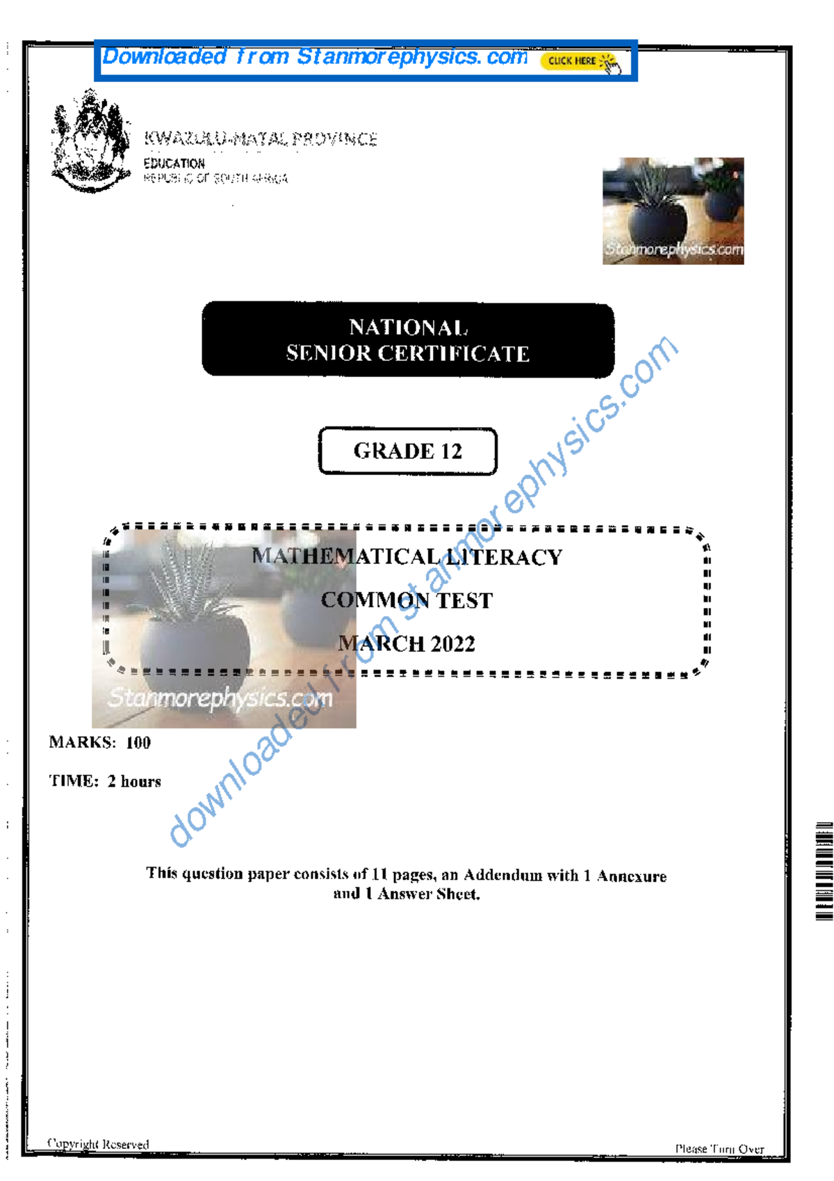 Maths Literacy Grade 12 March 2022 QP and Memo - Mathematical Literacy ...