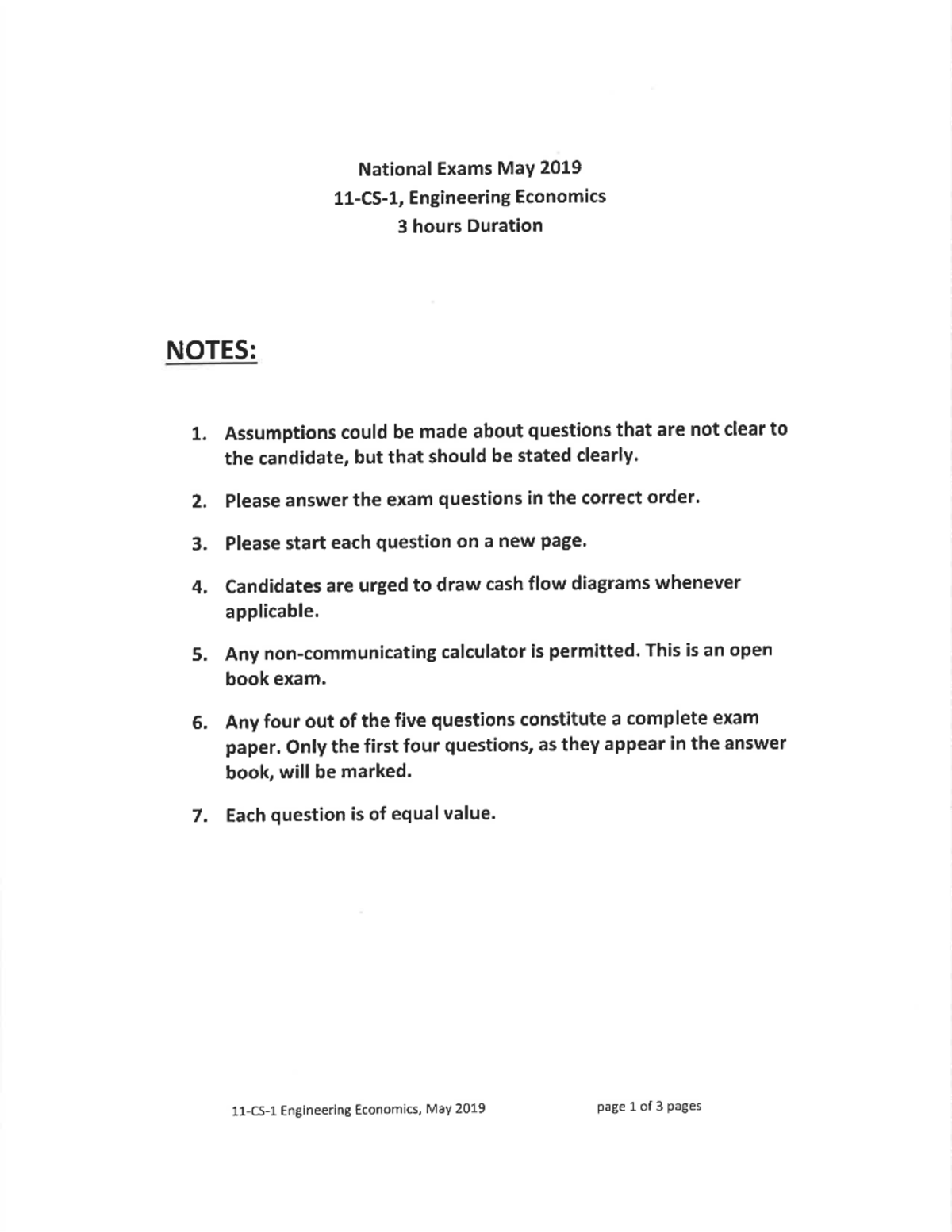 Exam 2019 - Engineering economics PEO May 2019 exam to practice ...