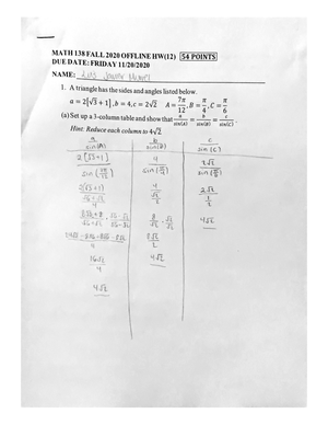 PRECALCULUS WORKED OUT PROBLEMS 3 - MATH 1284 - Studocu