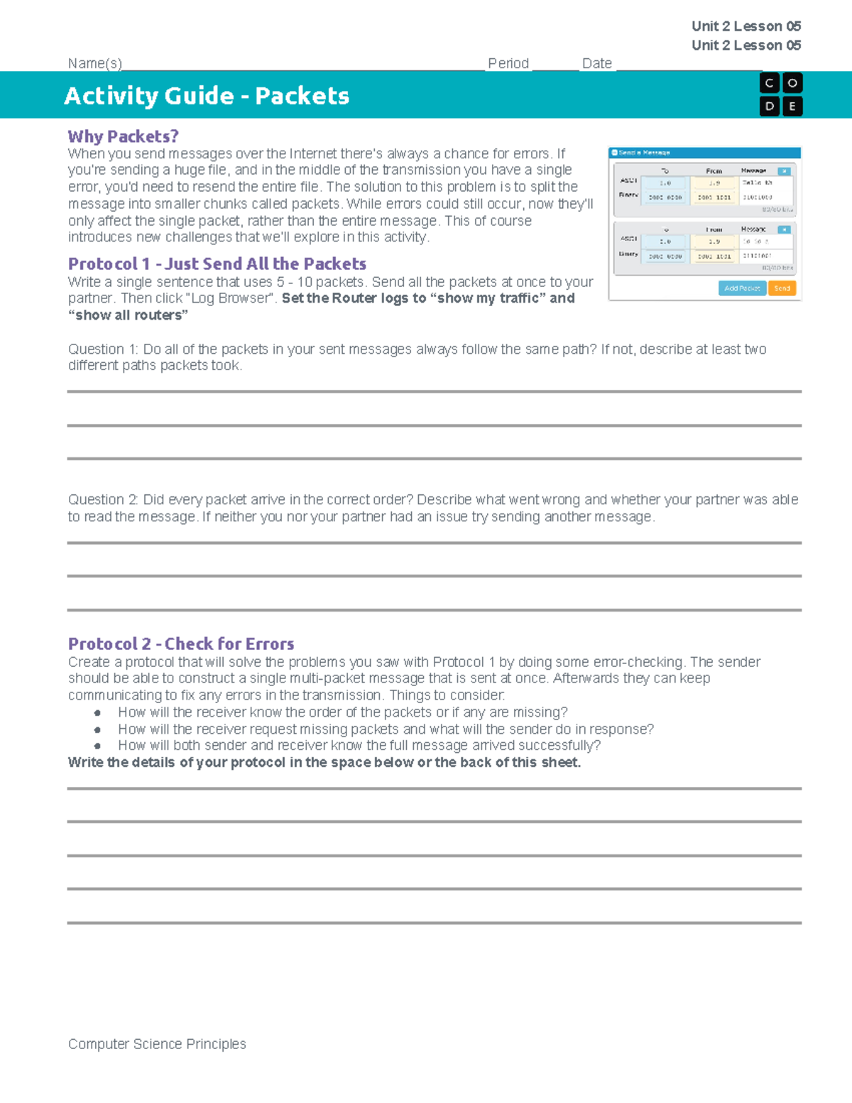 Activity Guide - Packets - Unit 2 Lesson 05 - Unit 2 Lesson 05 Unit 2 ...