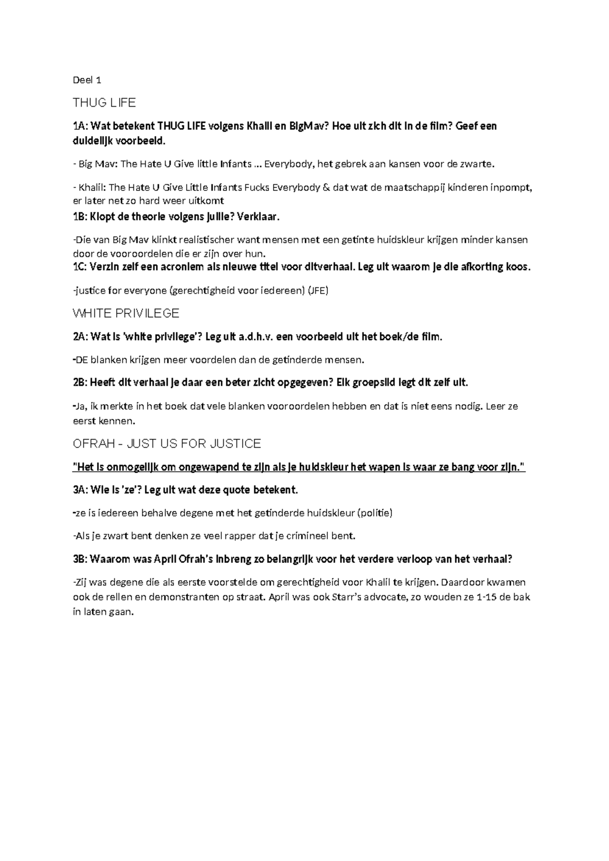 THUG - opdracht THUG life - Deel 1 THUG LIFE 1A: Wat betekent THUG LIFE ...