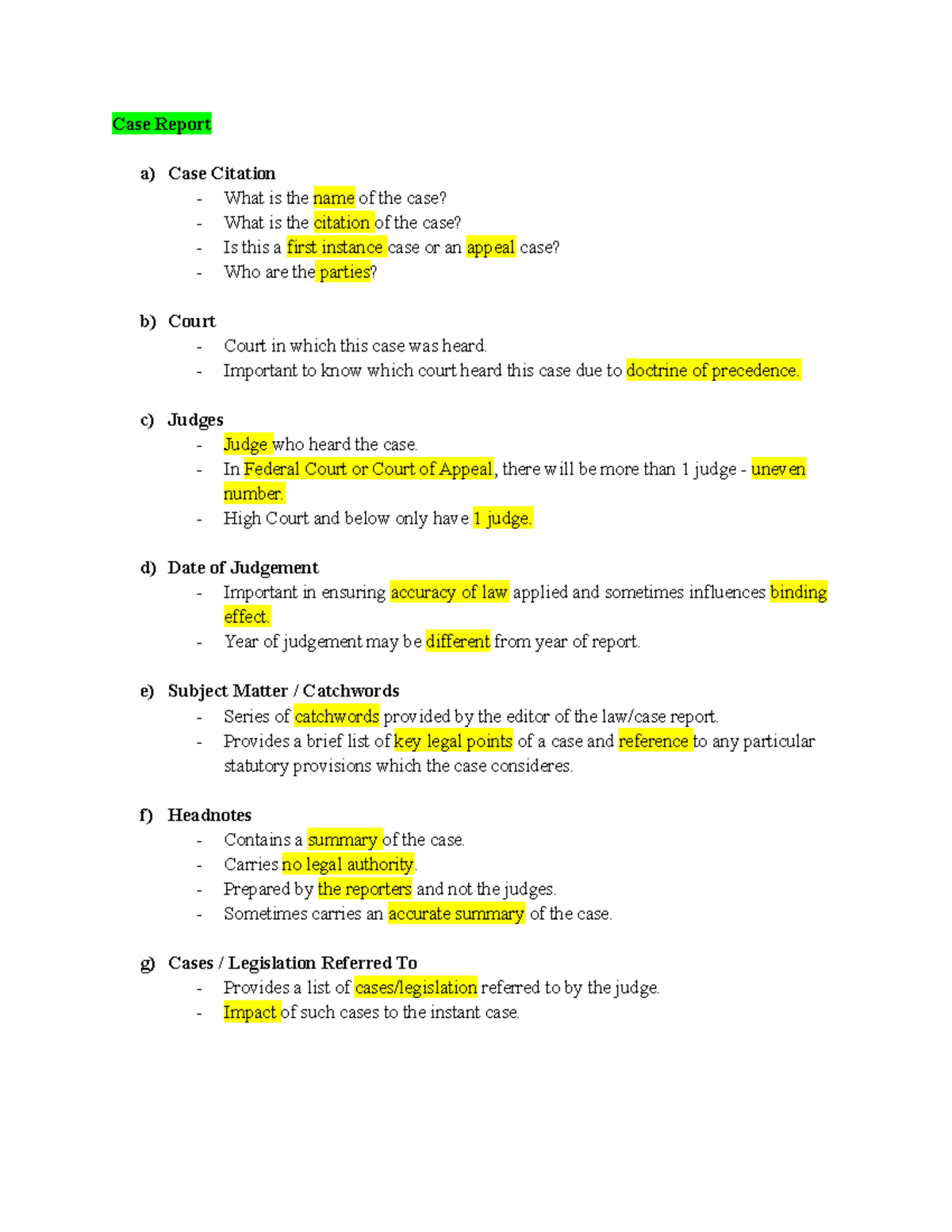 7.0 Reading Case Report - Case Report a) Case Citation - What is the ...