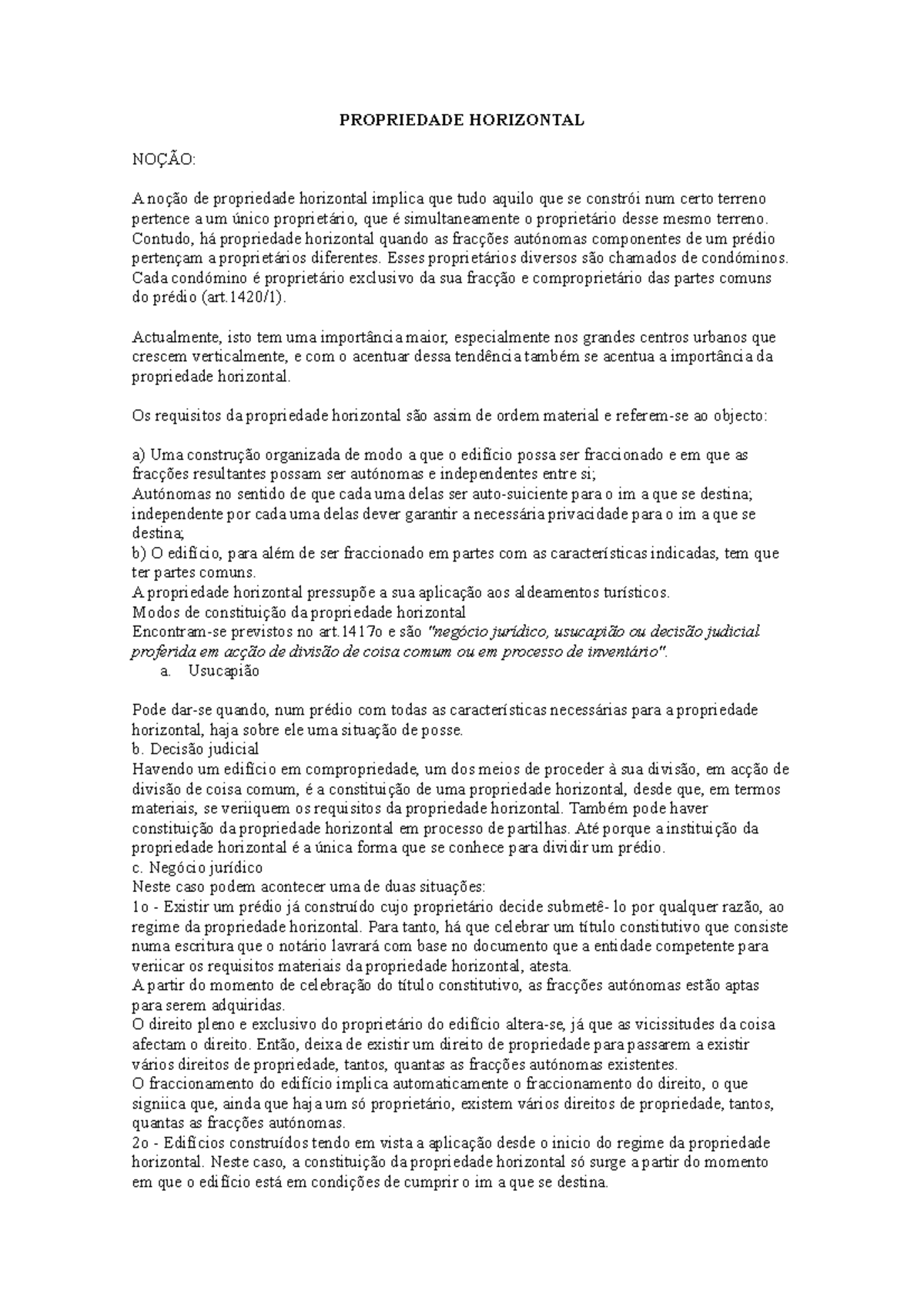 Propriedade Horizontal - Contudo, há propriedade horizontal quando as ...