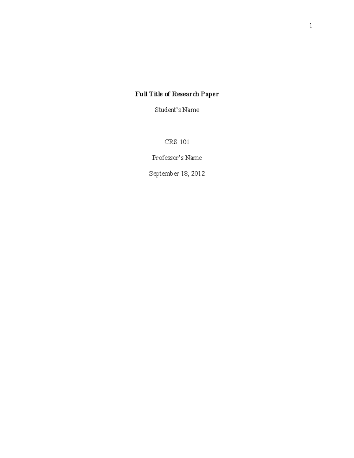 APA 7 Research Paper Template - 1 Full Title of Research Paper Student ...