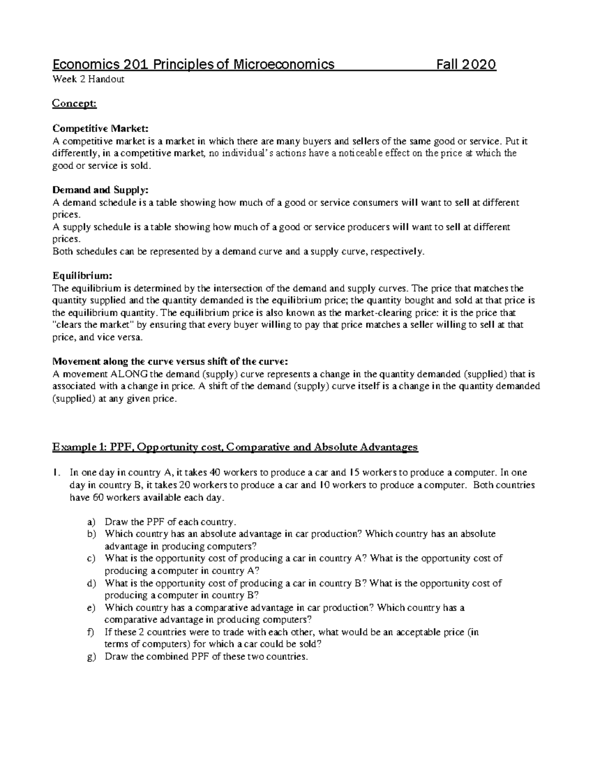 Week2Handout F 20 - Tutorial - Economics 2 01 Principles of ...