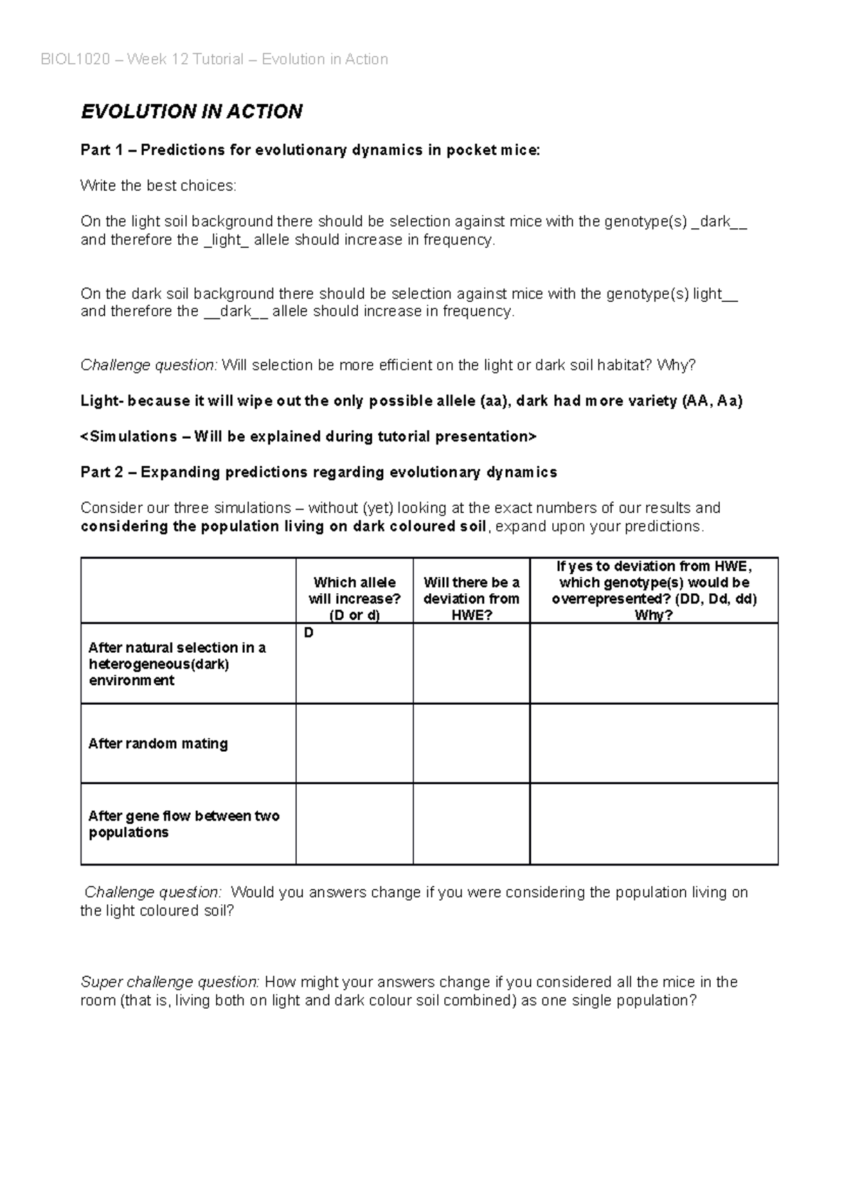 2020s2 BIOL1020-Wk11 Tutorial (student version) - STAT3001 - UQ - Studocu