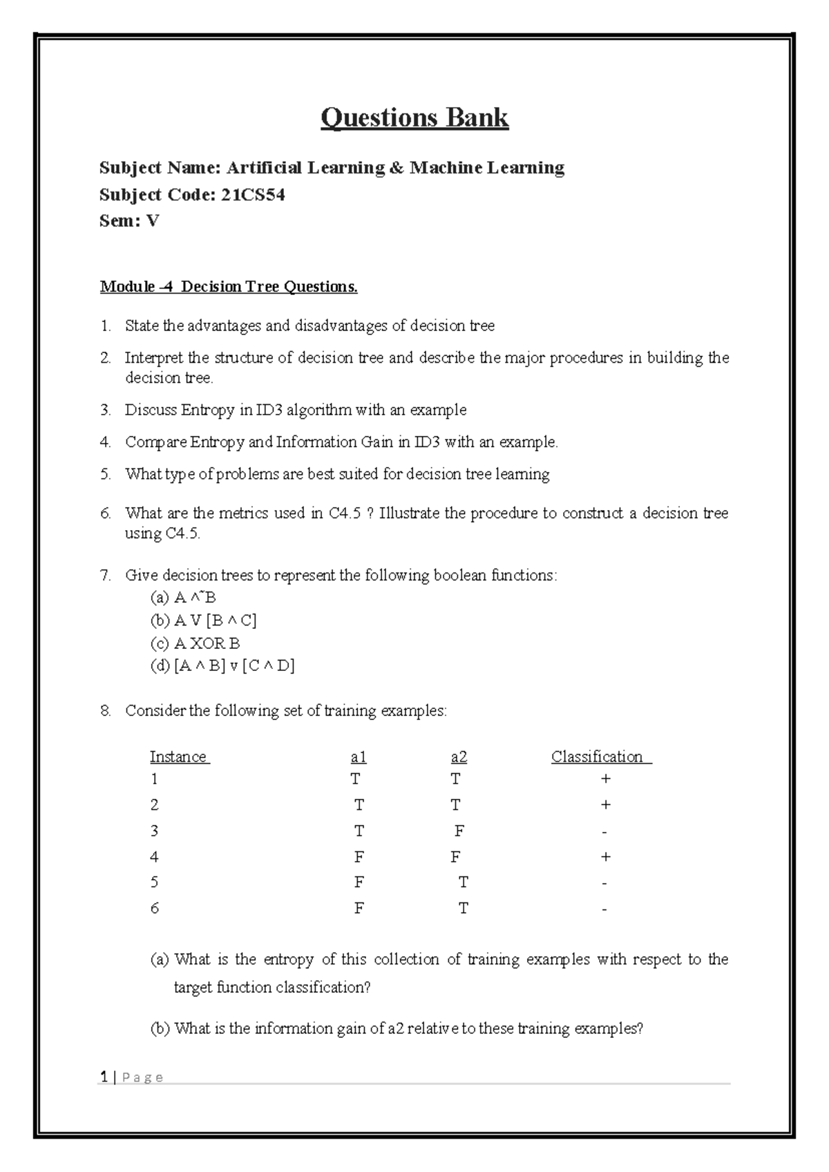 21CS54 QB TEST3 - Question Bank - Questions Bank Subject Name ...